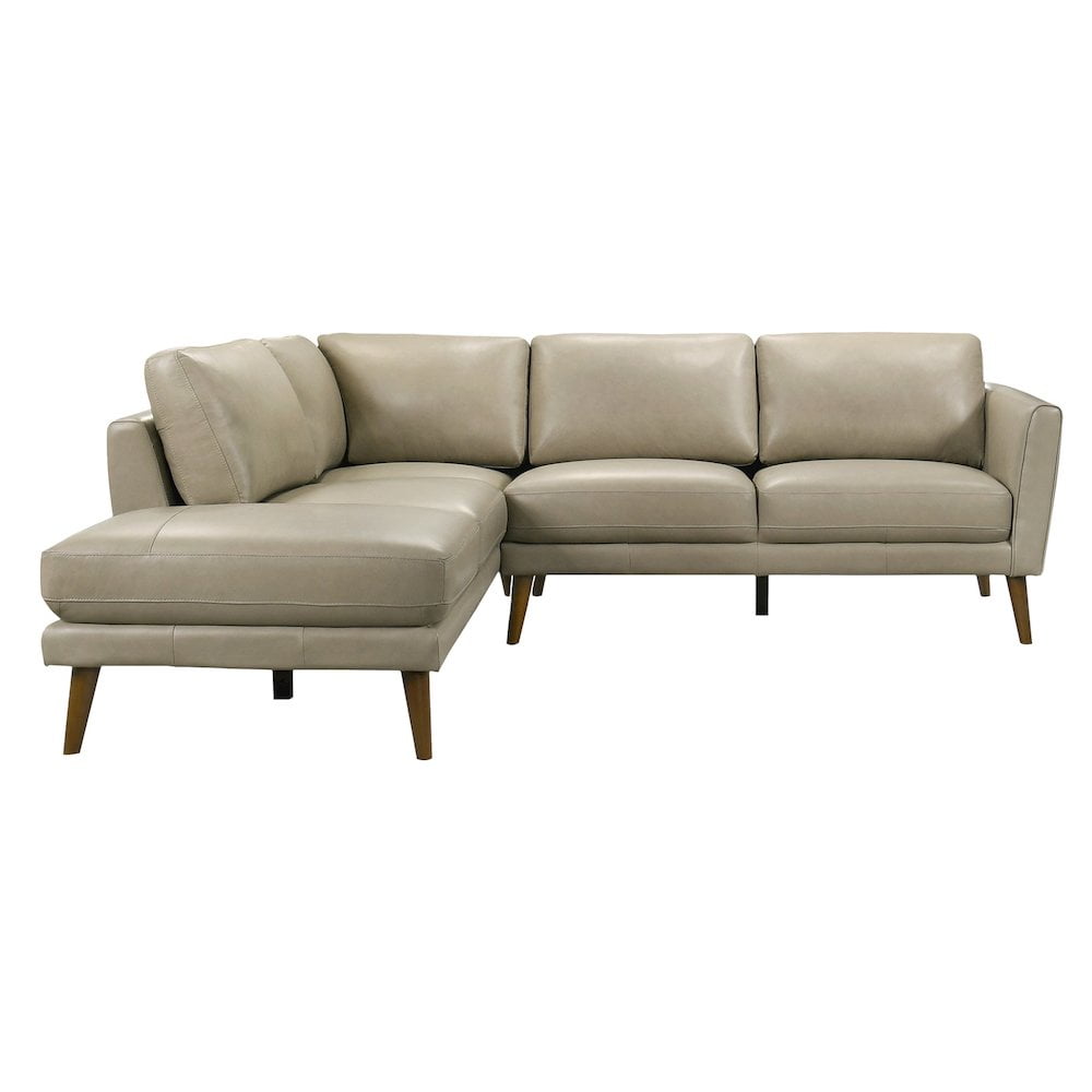 Ashcroft Furniture Benson Beige Leather Sectional Sofa Left Facing ...