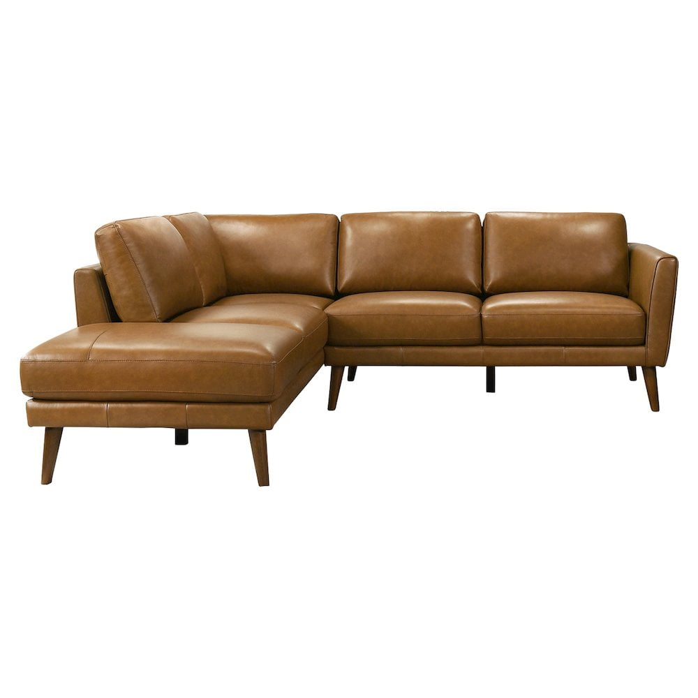 Ashcroft Furniture Benson Tan Leather Sectional Sofa Left Facing Chaise ...