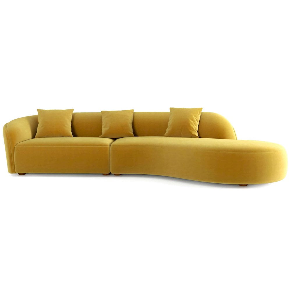 Ashcroft Furniture Elijah Japandi Style Curvy Sectional Sofa 126 ...