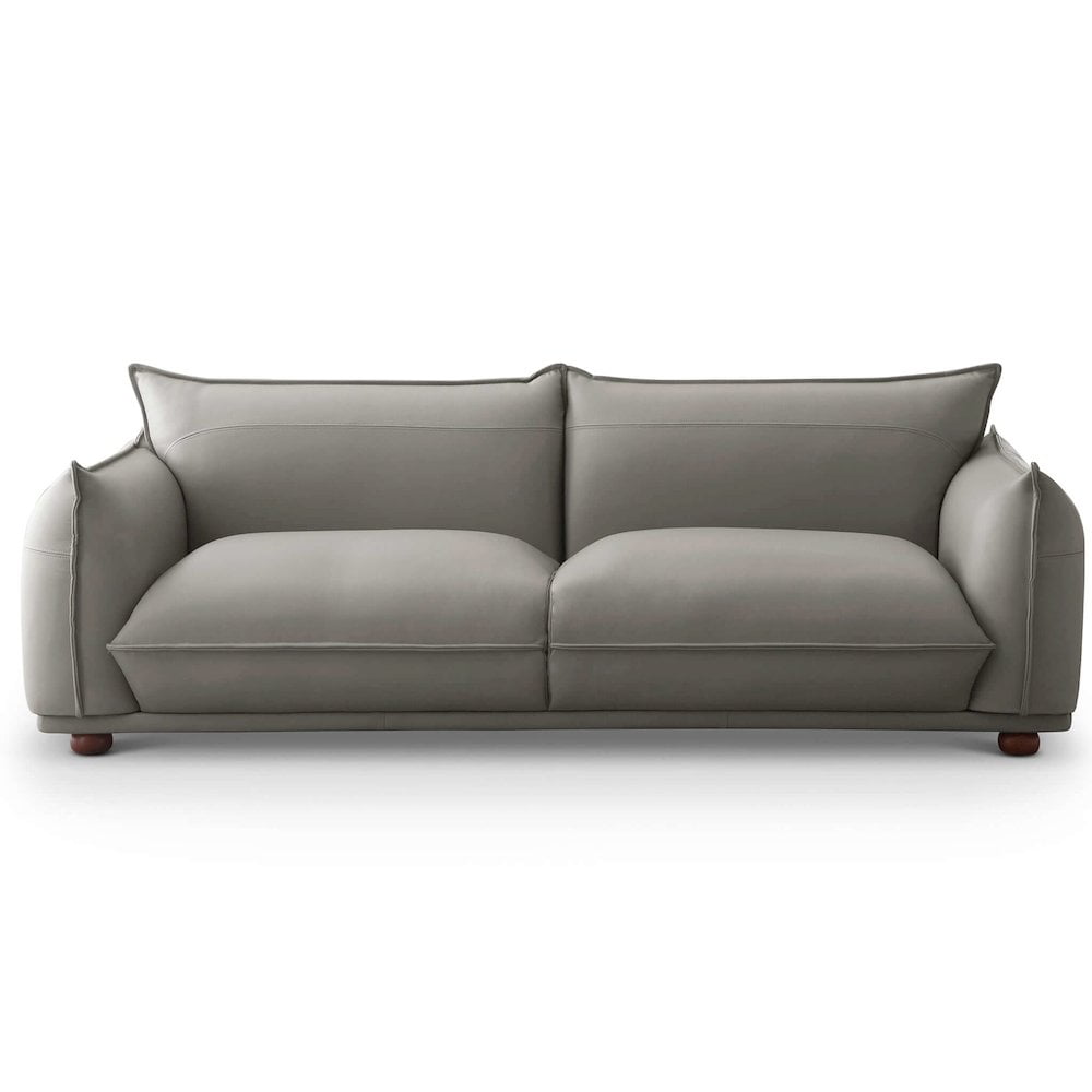Ashcroft Furniture Emma Mid Century Modern Luxury Grey Leather Sofa ...