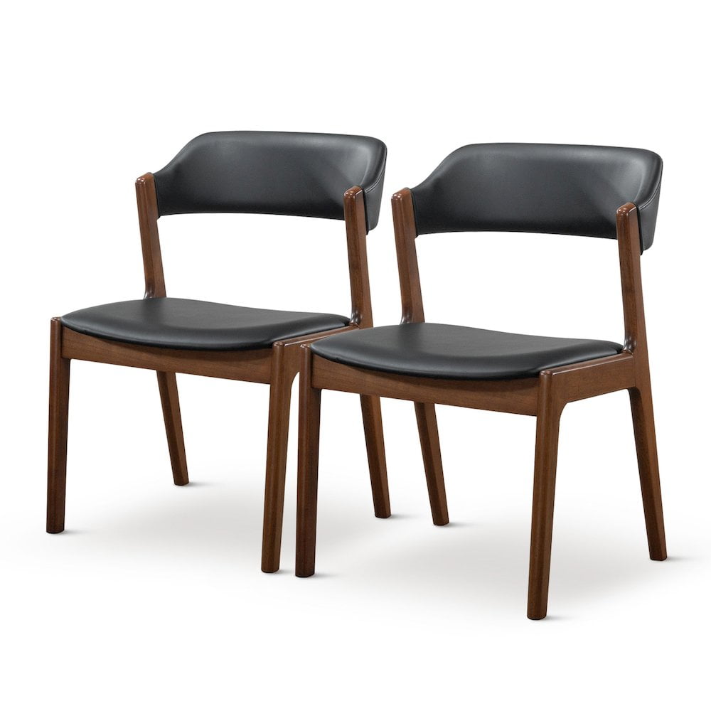 Ashcroft Furniture Enzo Black Leather Dining Chair (Set Of 2) - Walmart.com