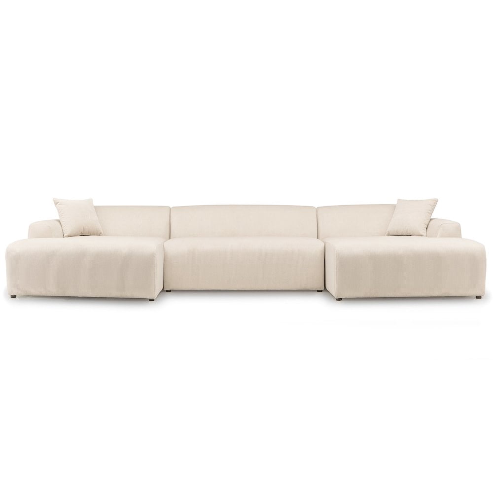 Ashcroft Furniture Mar U-Shape Corner Sofa - Cream Corduroy - Walmart.com