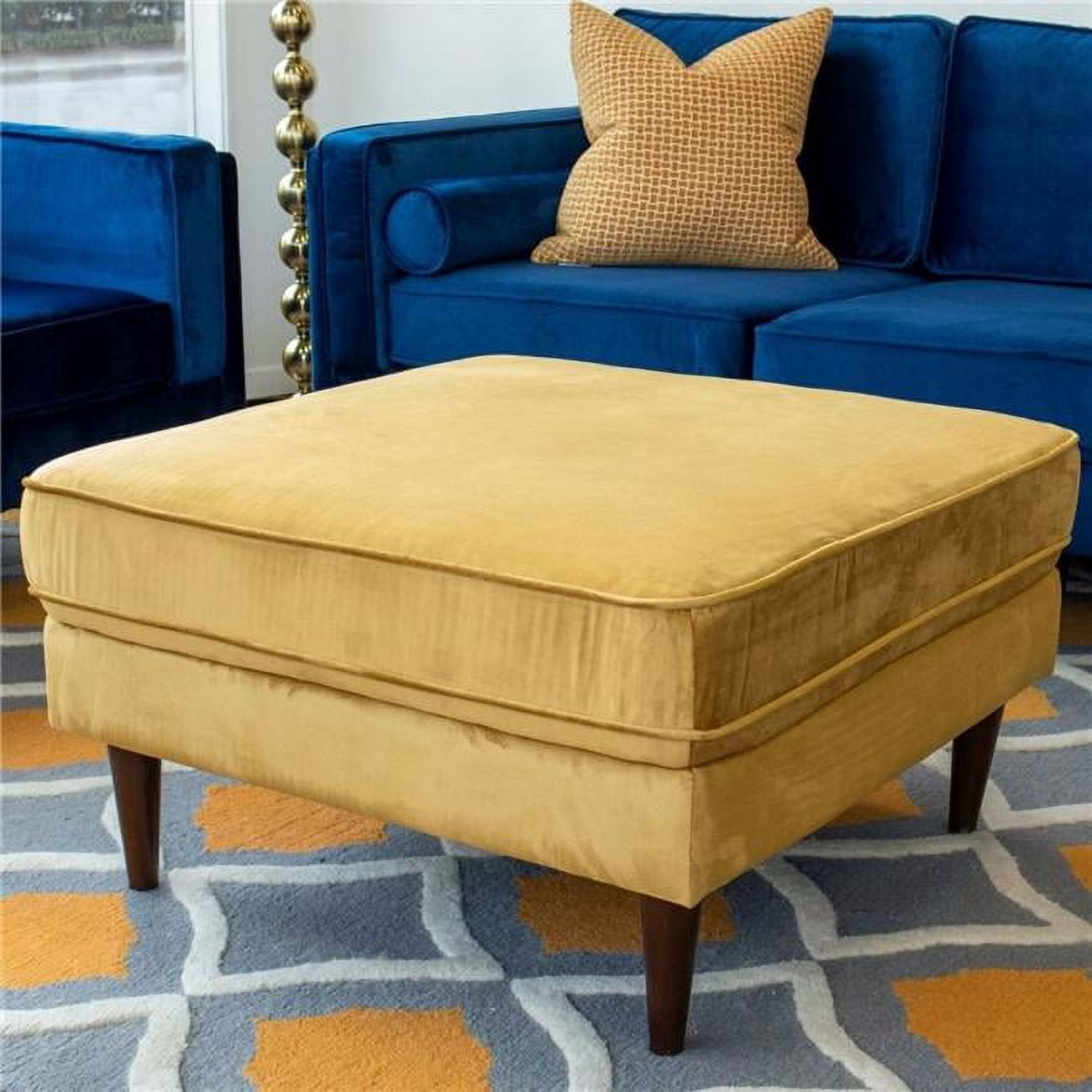 Ashcroft Furniture OTT00300102 Amber Velvet Square Upholstered Ottoman ...