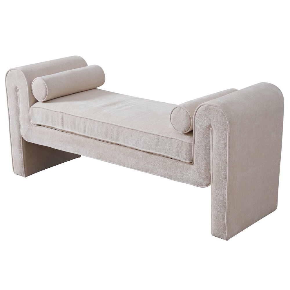 Ashcroft Furniture Regent Bench in Cream Chenille - Walmart.com