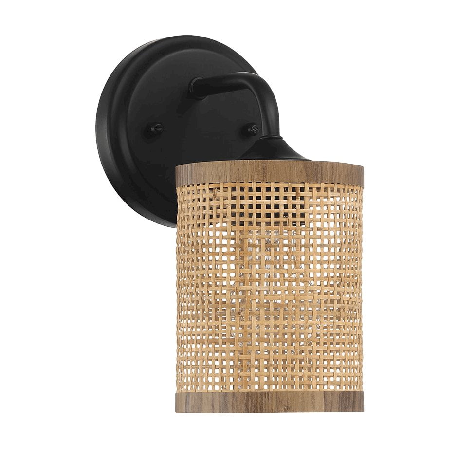 Ashcroft Furniture Single Lights Wall Sconce With Natural Rattan Shade ...