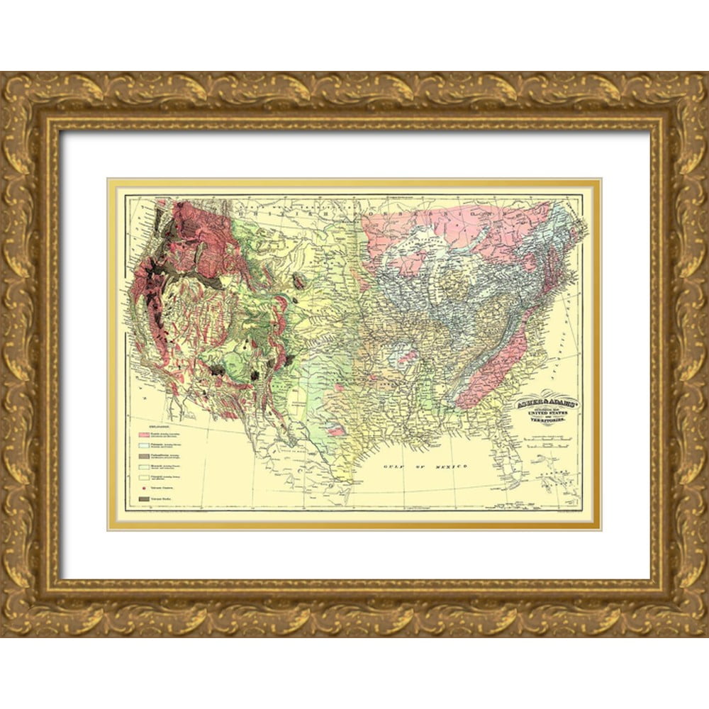 Asher 32x24 Gold Ornate Wood Framed with Double Matting Museum Art ...