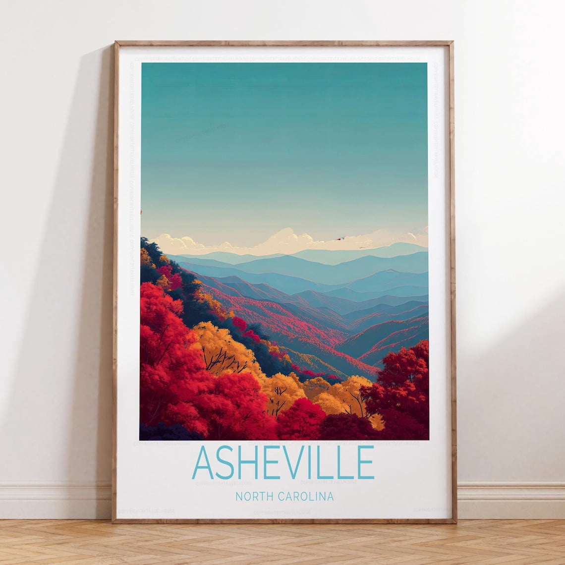 Asheville North Carolina Housewarming Travel Scenery Wall Art V3 ...