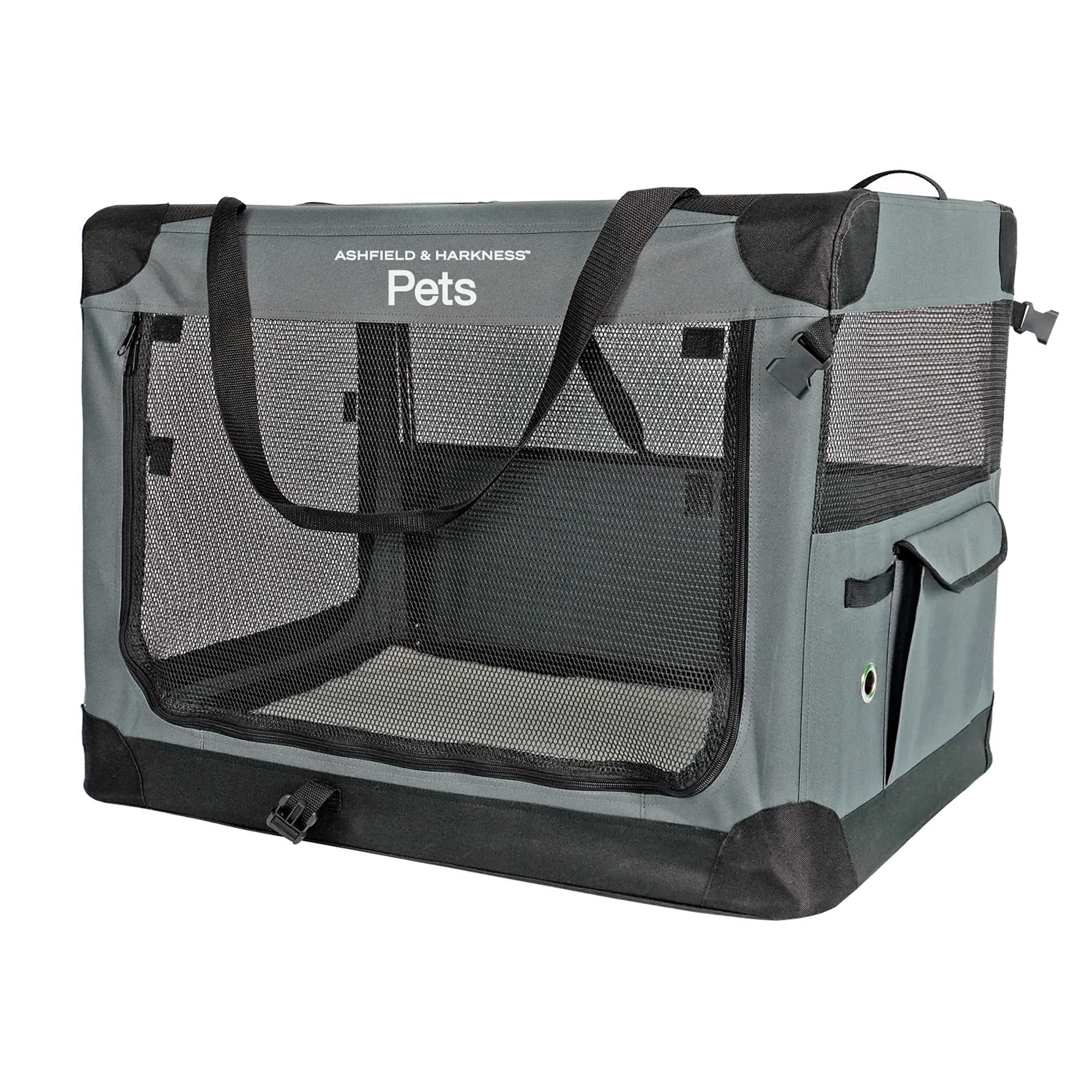 Ashfield & Harkness: Collapsible Soft Dog Crate - 36" - Gray, Sherpa ...