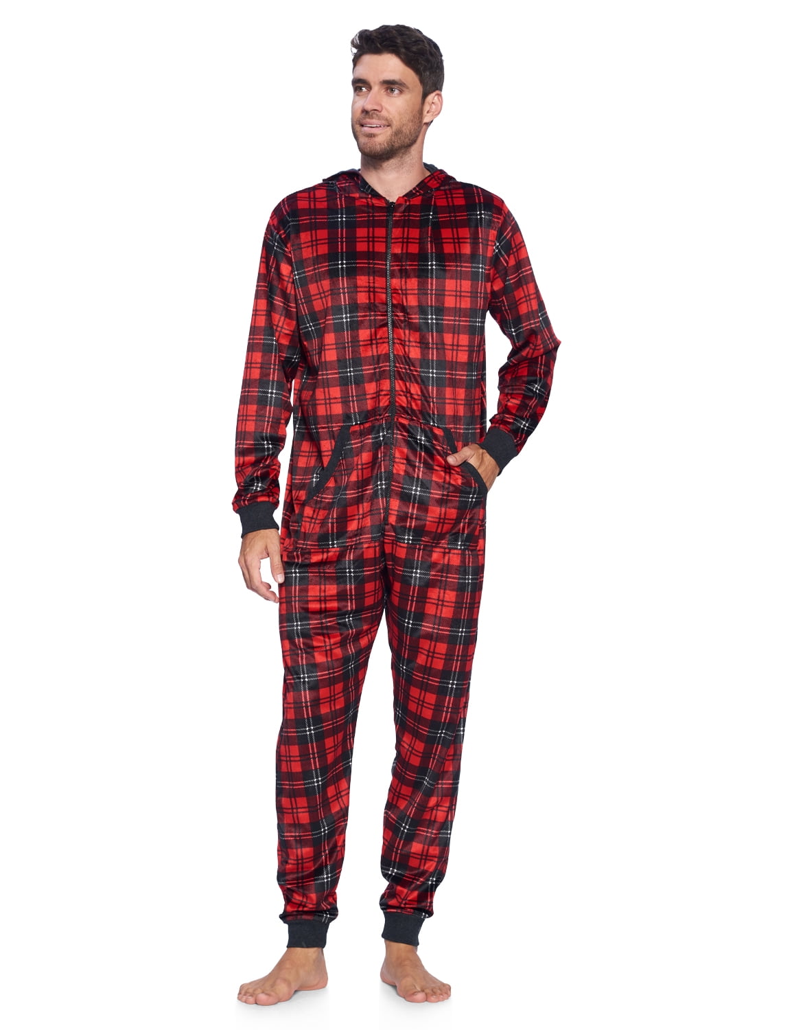 Ashford & Brooks Men's Adult Mink Fleece Hooded One-Piece Union Suit ...