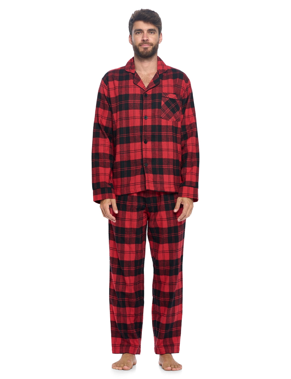 Ashford & Brooks Mens Flannel Plaid Pajamas Long Pj Set - Walmart.com