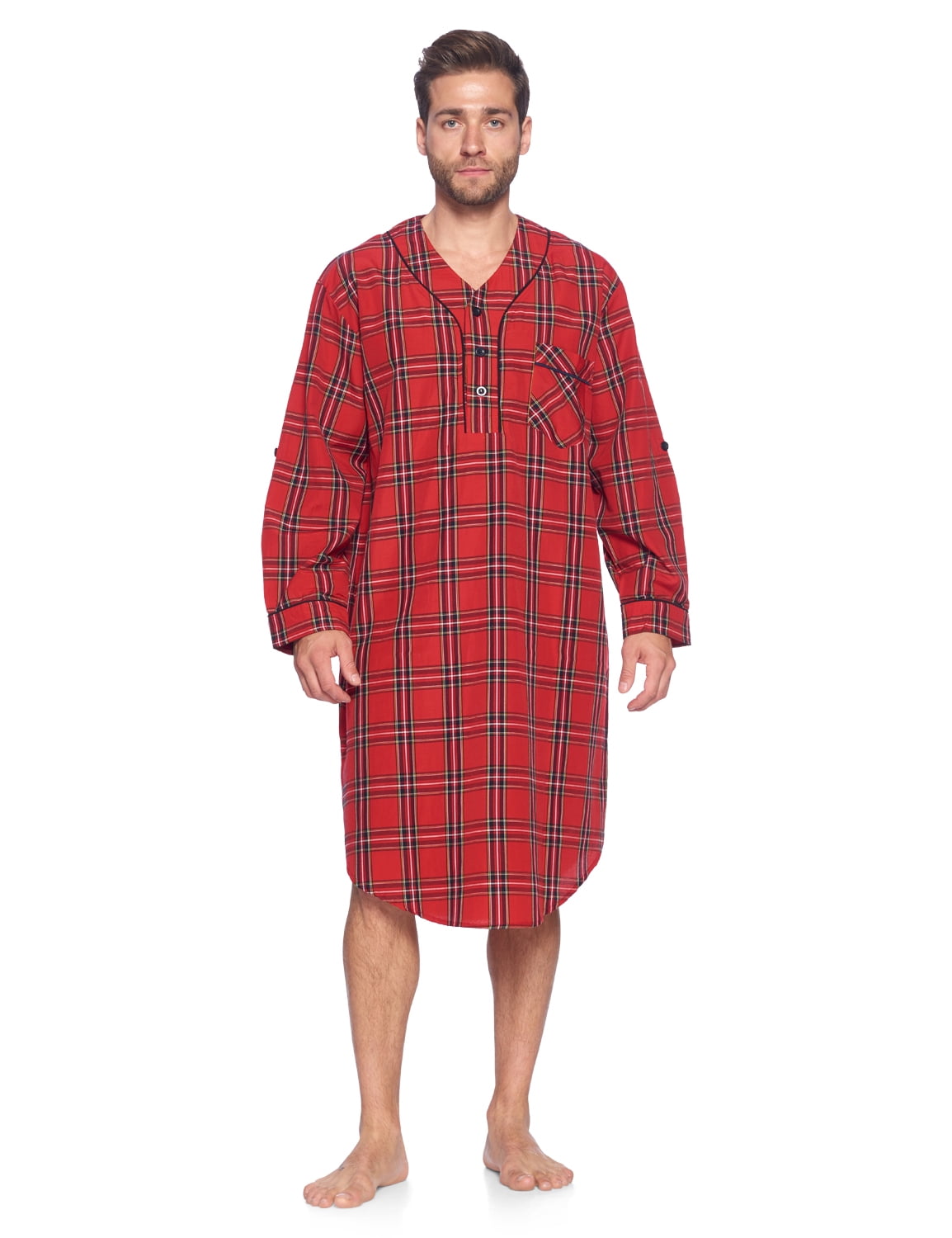 Ashford & Brooks Mens Nightshirt Sleep Shirt, Comfortable Plaid ...