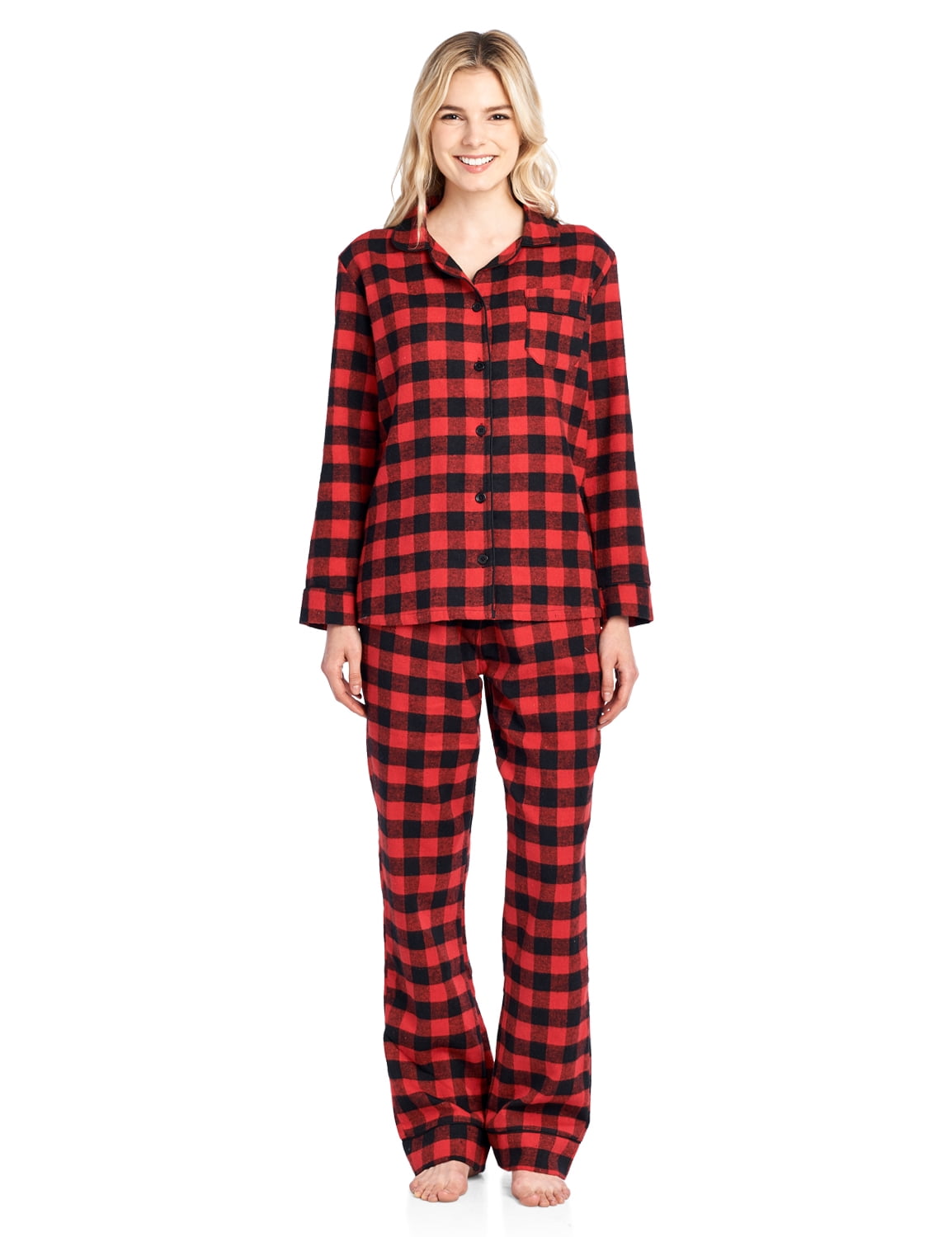 Ashford & Brooks Women's Flannel Plaid Pajamas Long Pj Set - Red ...