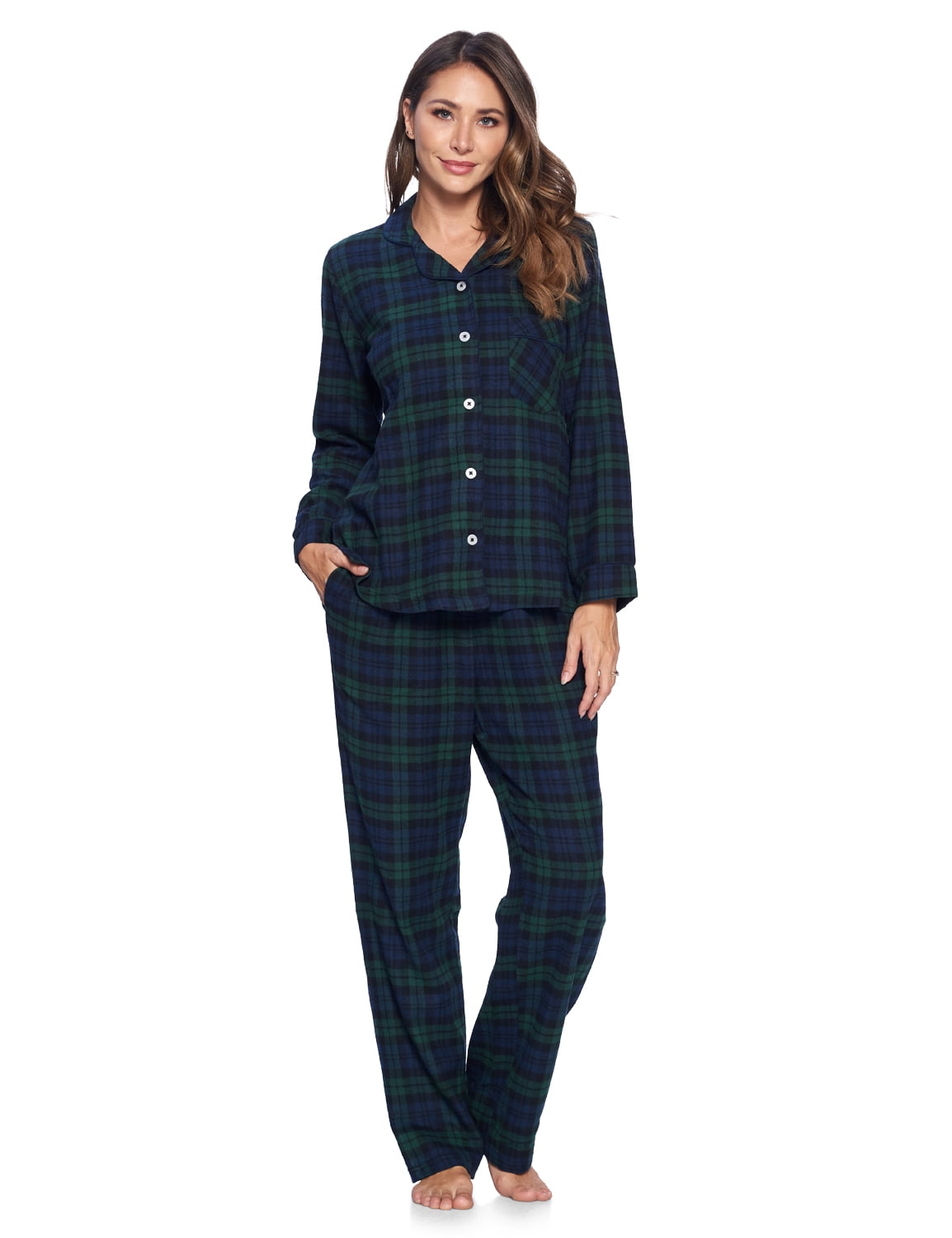 Ashford And Brooks Womens Luxurious Cozy Flannel Plaid Pajamas Long