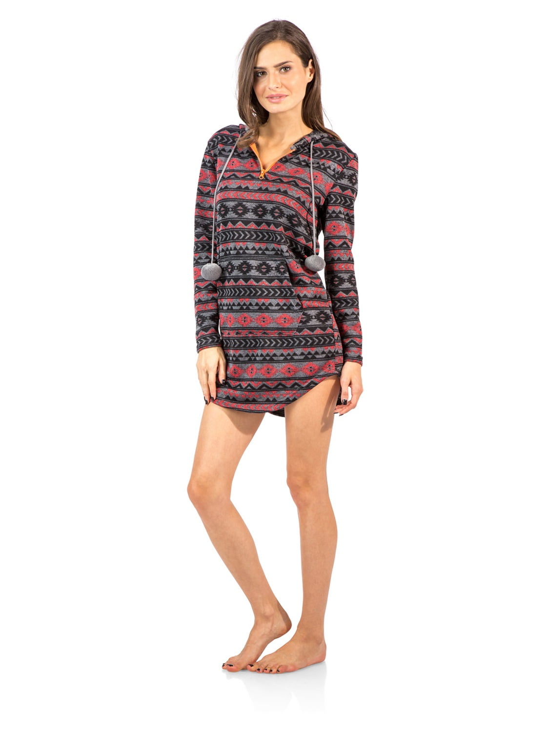 Ashford & Brooks Women's Sweater Fleece Zip Up Hooded Sleep Lounge ...