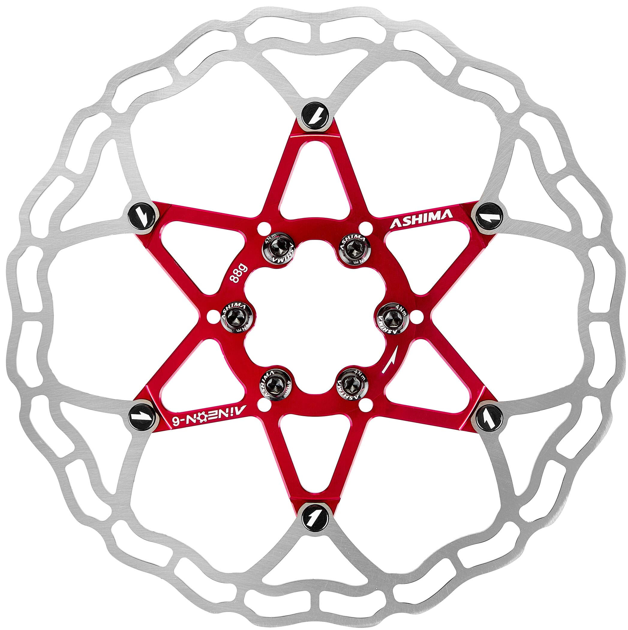Ashima The World's Lightest Rotor Aineon Disc Rotor 180mm Red 88g ...
