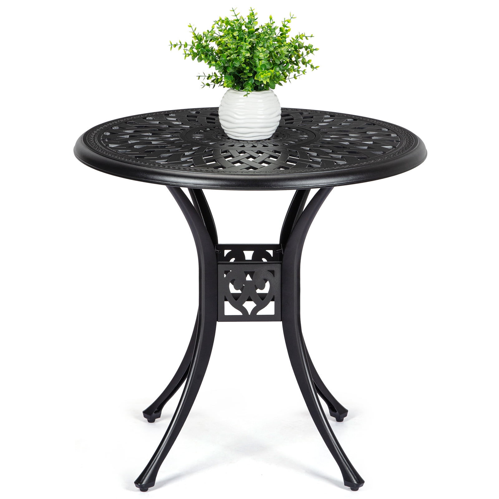 Ashion Round Coffee Table with Hole, Outdoor Cast Aluminum Table for ...