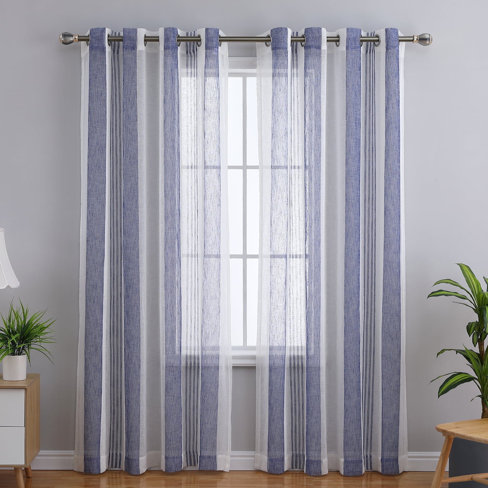 Ashion Sheer Curtains 54 Inches Long for Living Room Bedroom 2 Panels ...