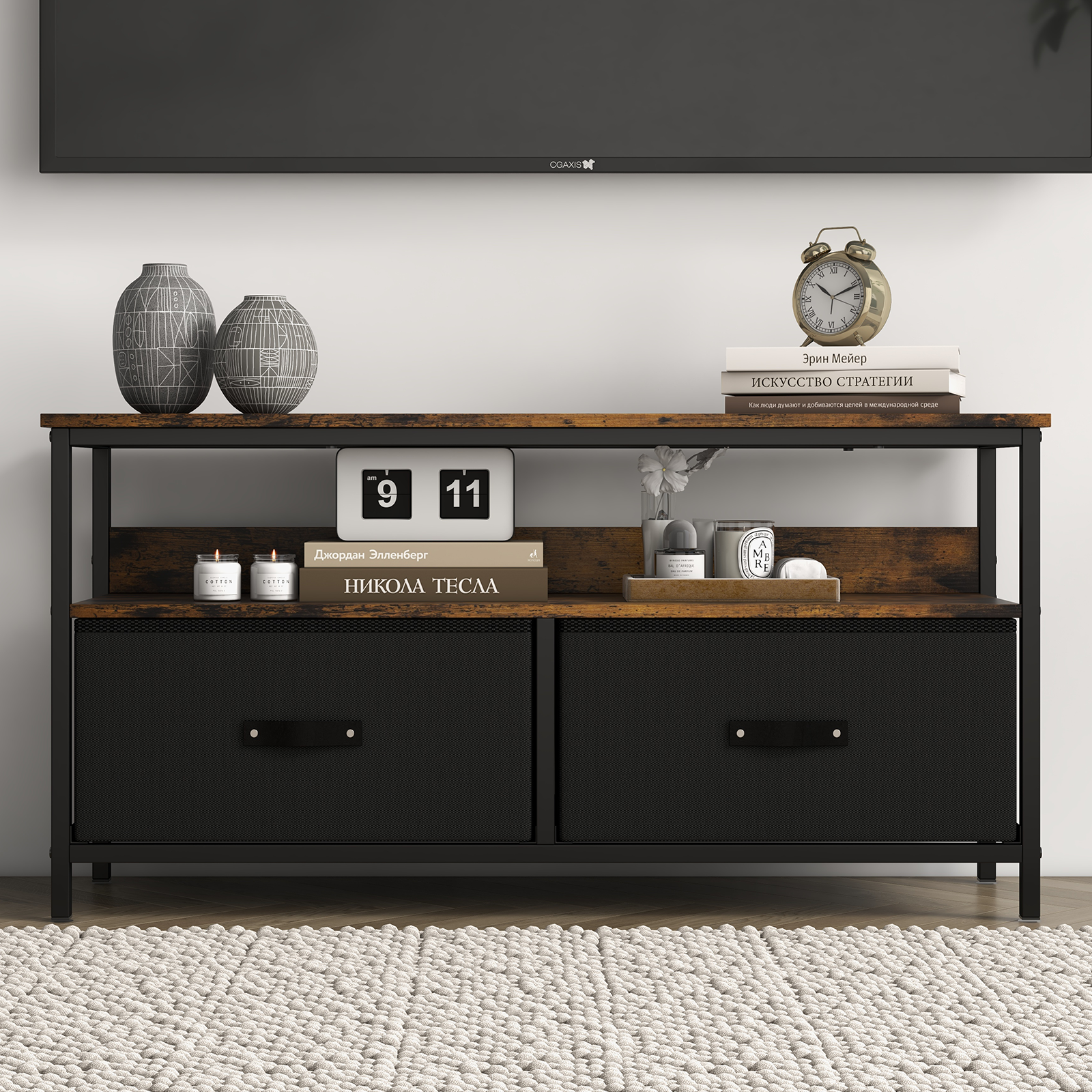 Ashion TV Stand for TVs up to 50", Dresser TV Stand with 2 Drawers and ...