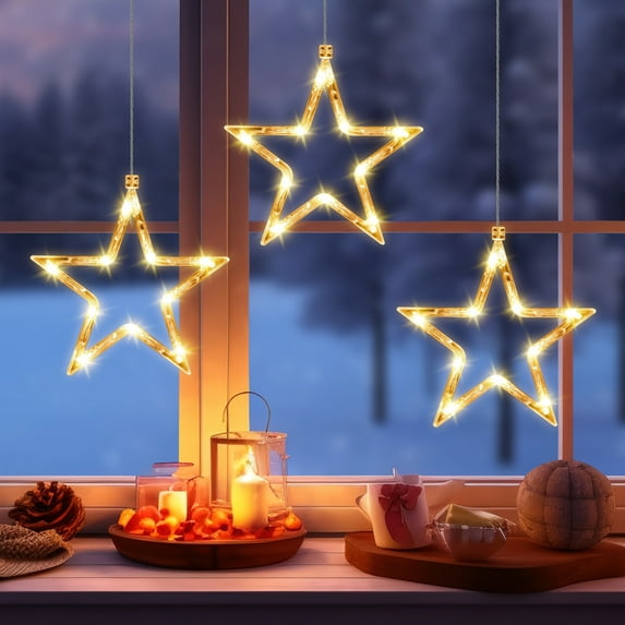 Aship Christmas Window Light, Battery Operated 3 Star Lights with 8 ...