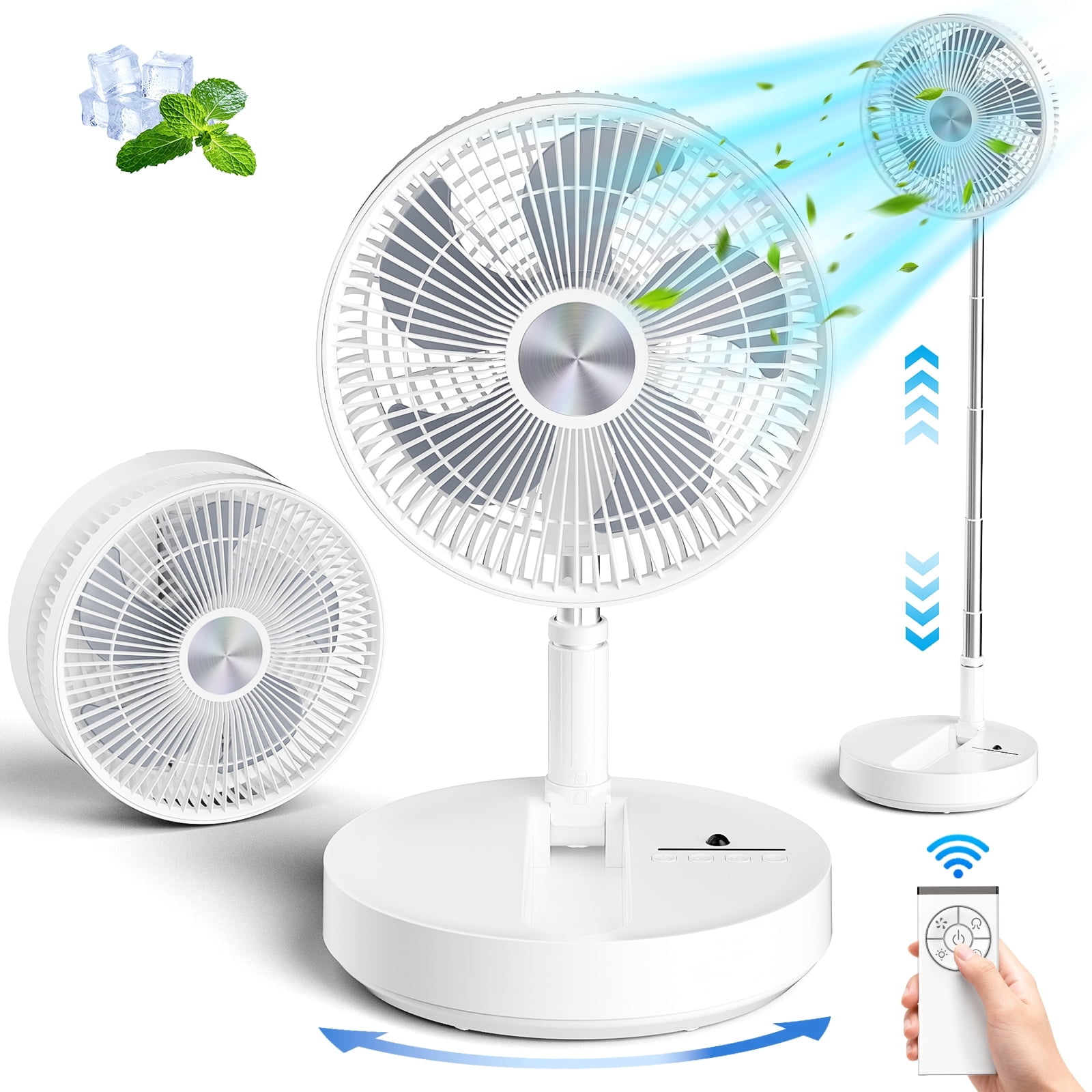 Areker Battery Operated Fan with Remote, 10in Height Adjustable ...