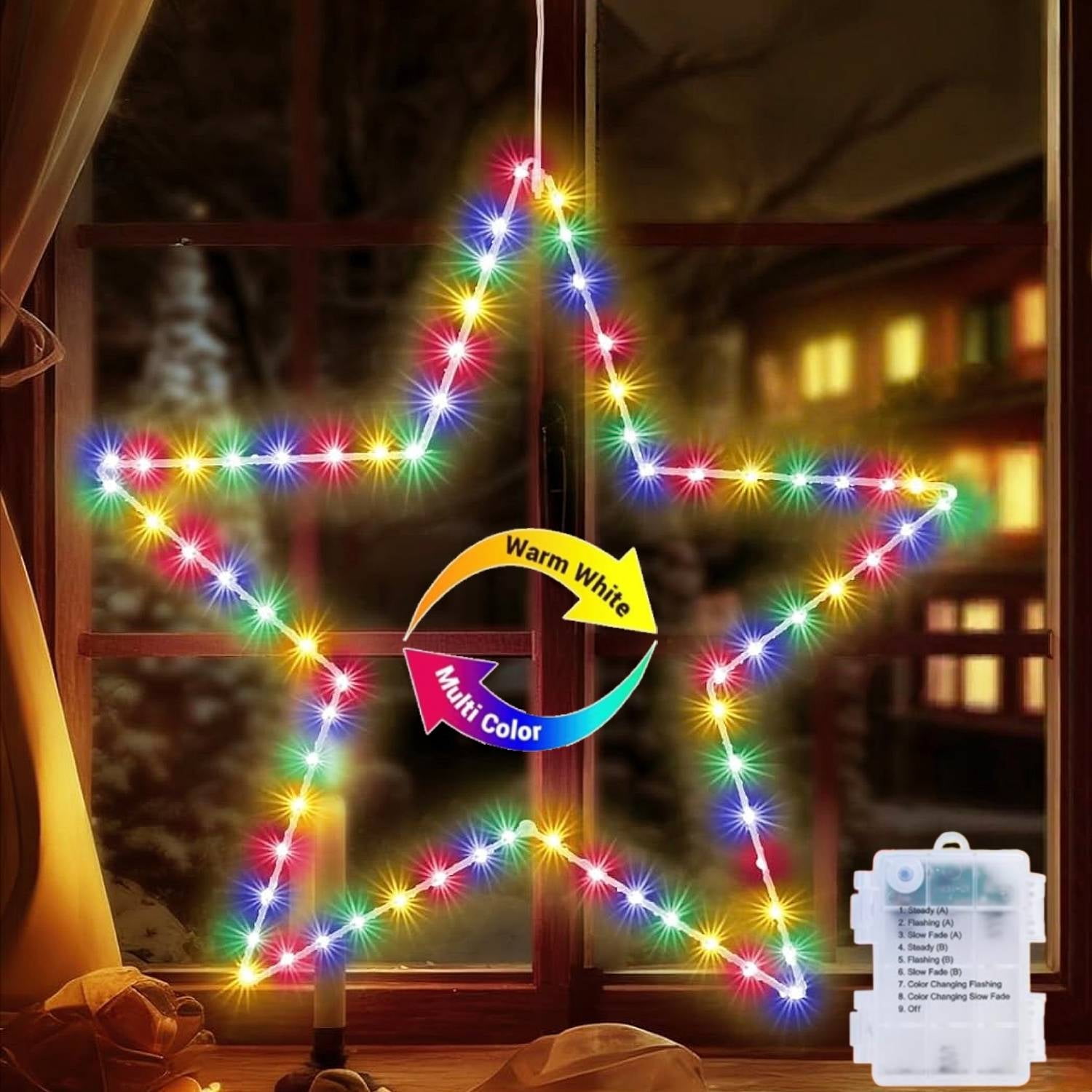 Aship Battery Powered Christmas Window Lights, 19.6in 70LED Color ...