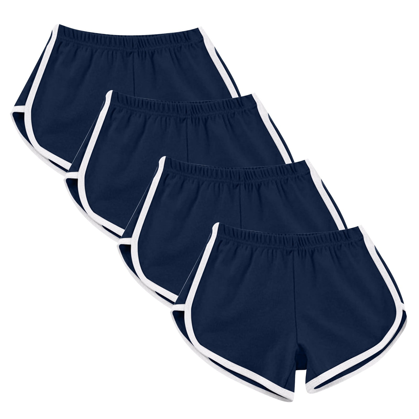 Ashirexll 4 Packs Athletic Shorts for Women, Solid Color Plus Size ...