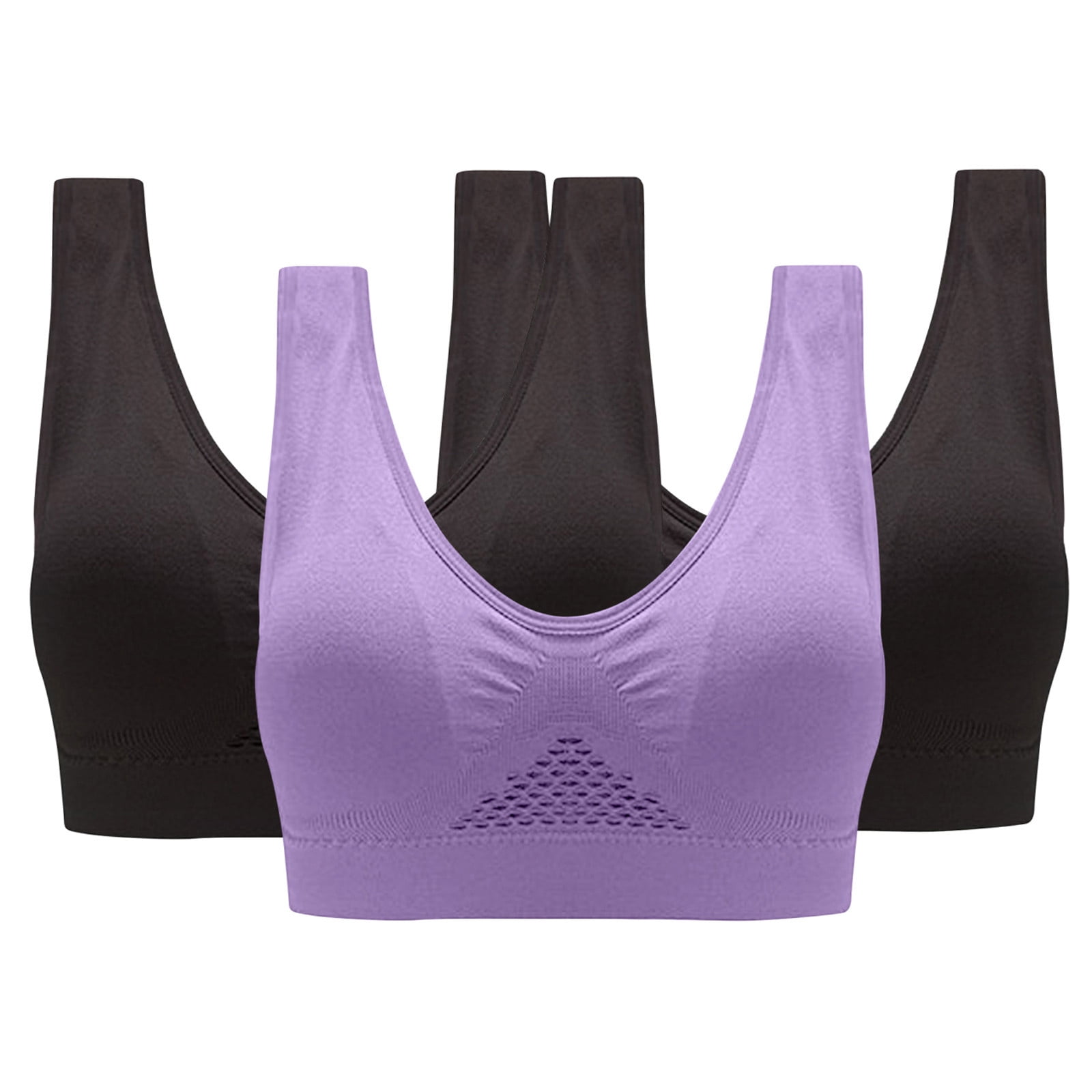 Ashirexll Bras for Women Fixed Cup Front Button Bra No Steel Ring Bra ...