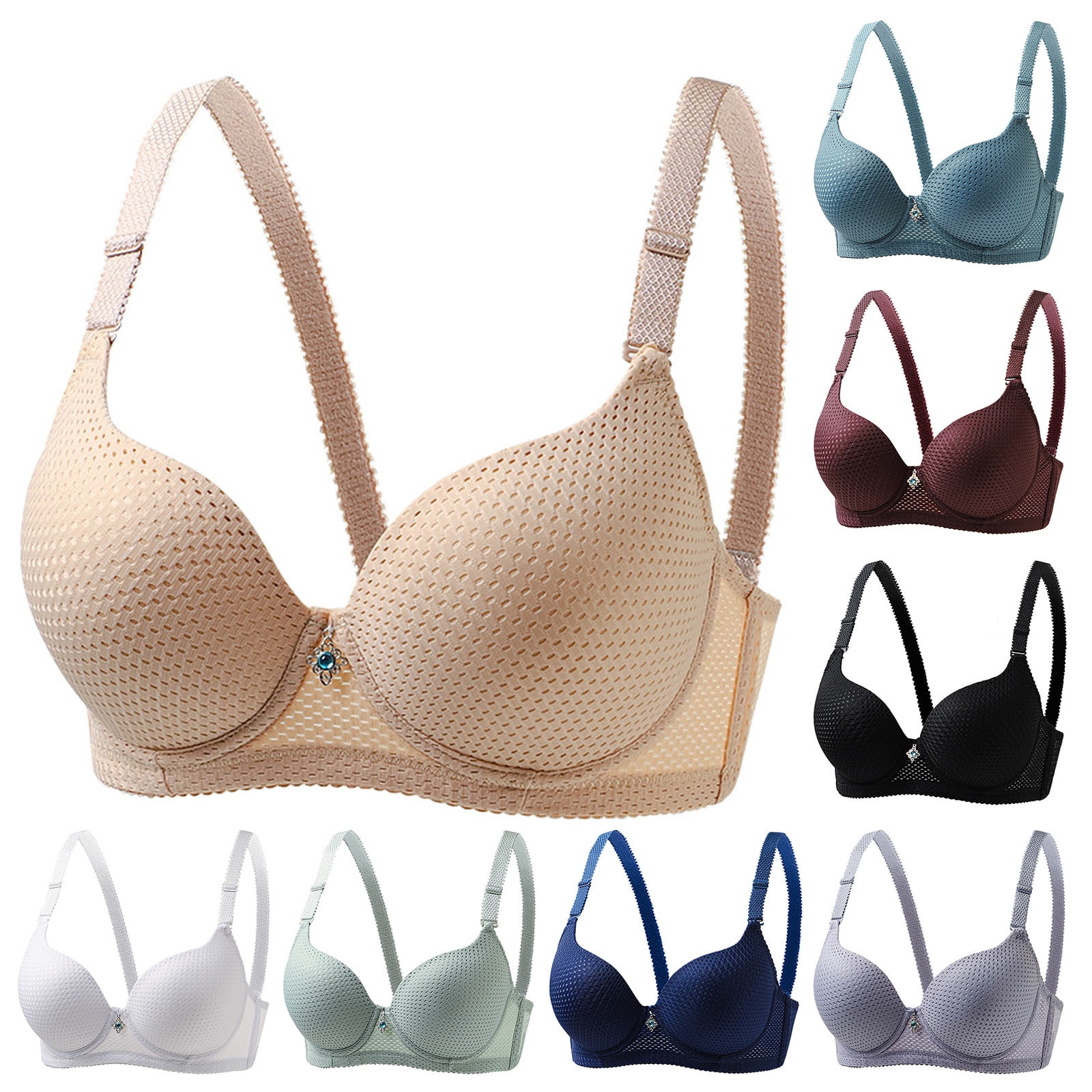 Ashirexll Bras for Women No Underwire, Plus Size Bras, Solid Color Bra ...