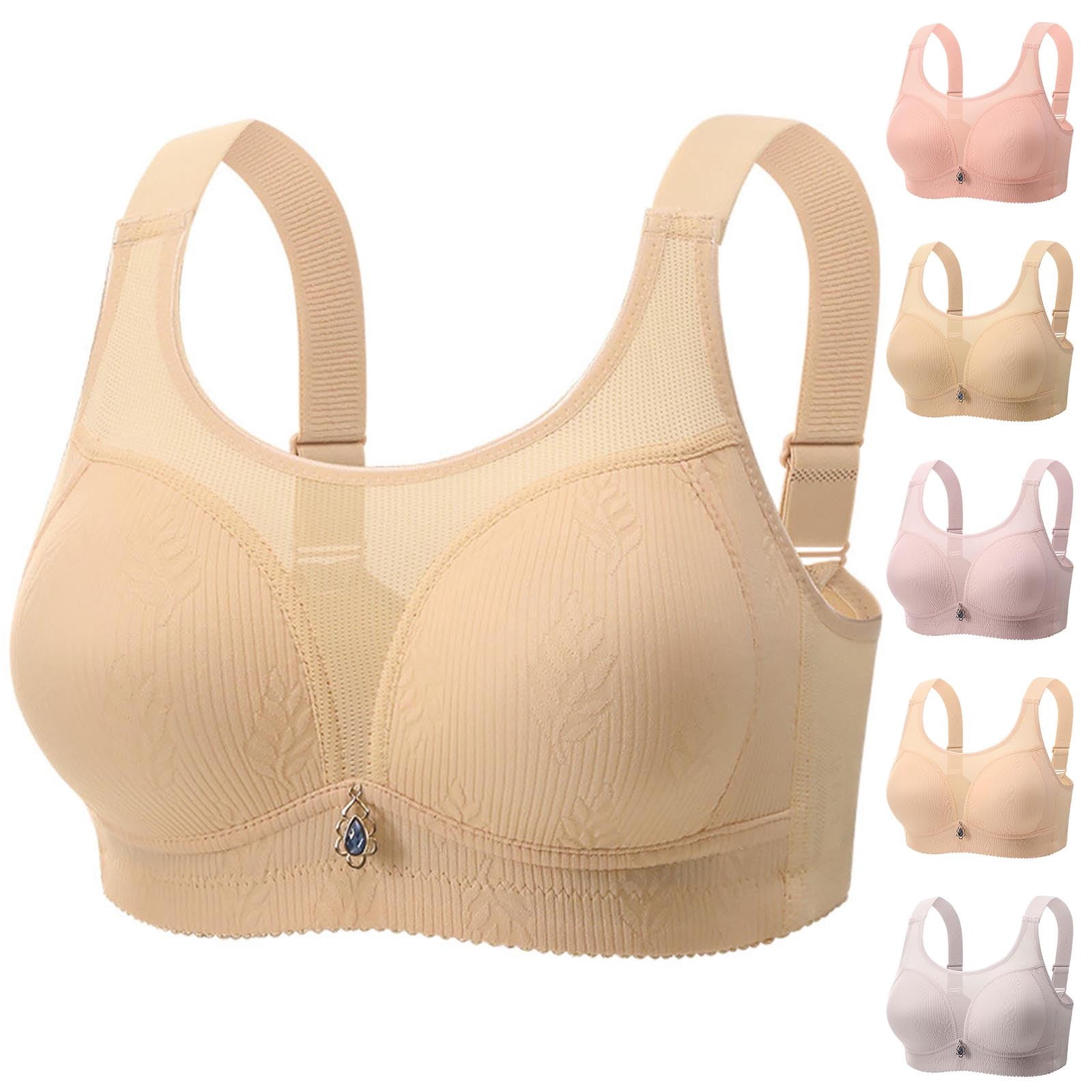 Ashirexll Bras for Women No Underwire, Plus Size Bras, Solid Color Push ...