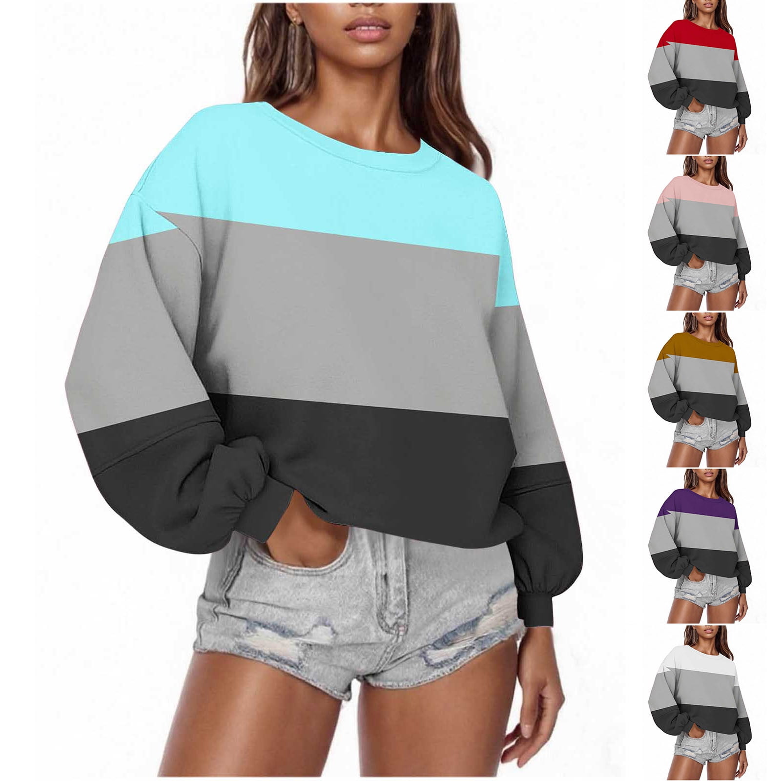 Ashirexll Crewneck Sweatshirts Oversized Sweatshirt Winter Tops Womens ...