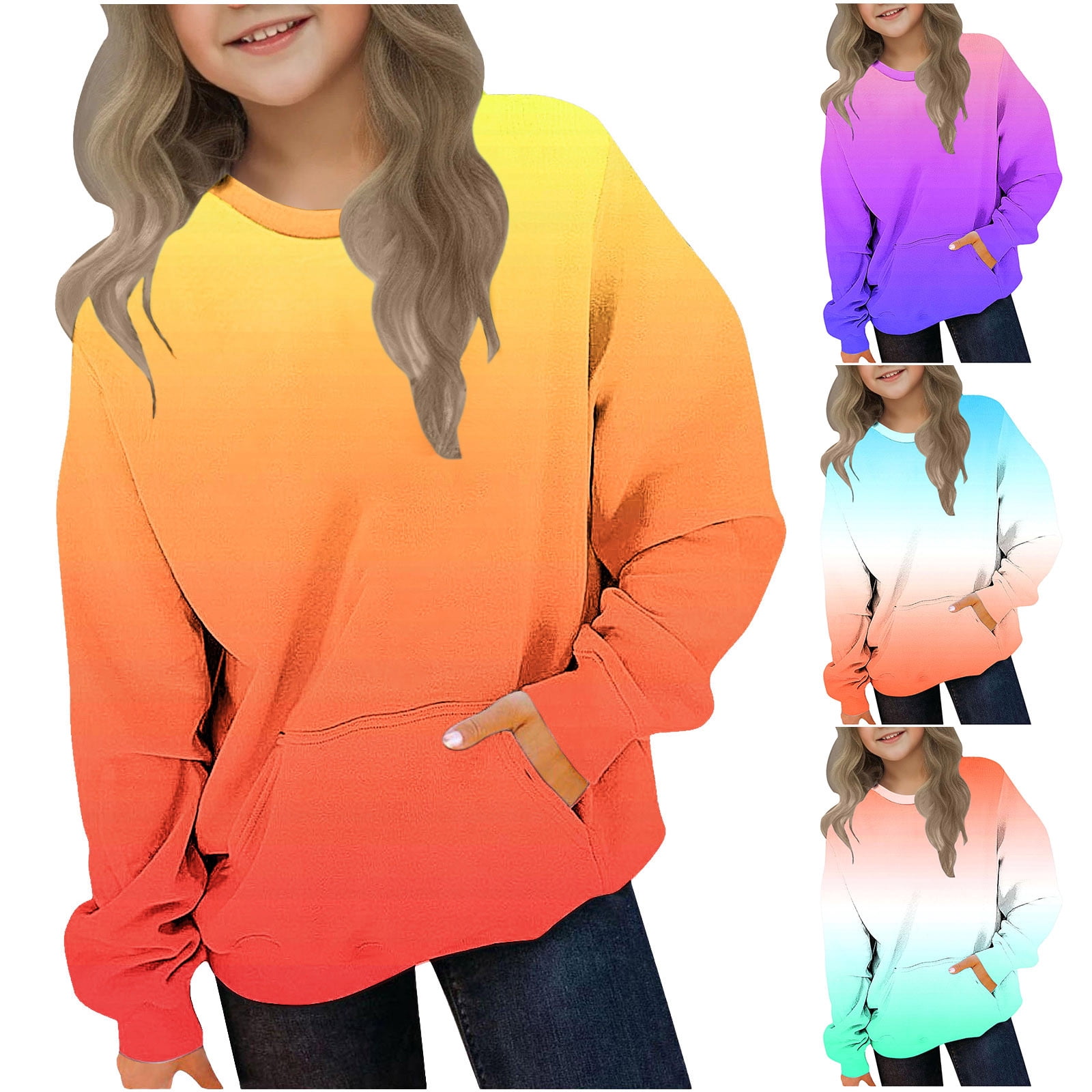 Ashirexll Fall Sweatshirts for Girls Crewneck Sweatshirts 2-12 Years ...