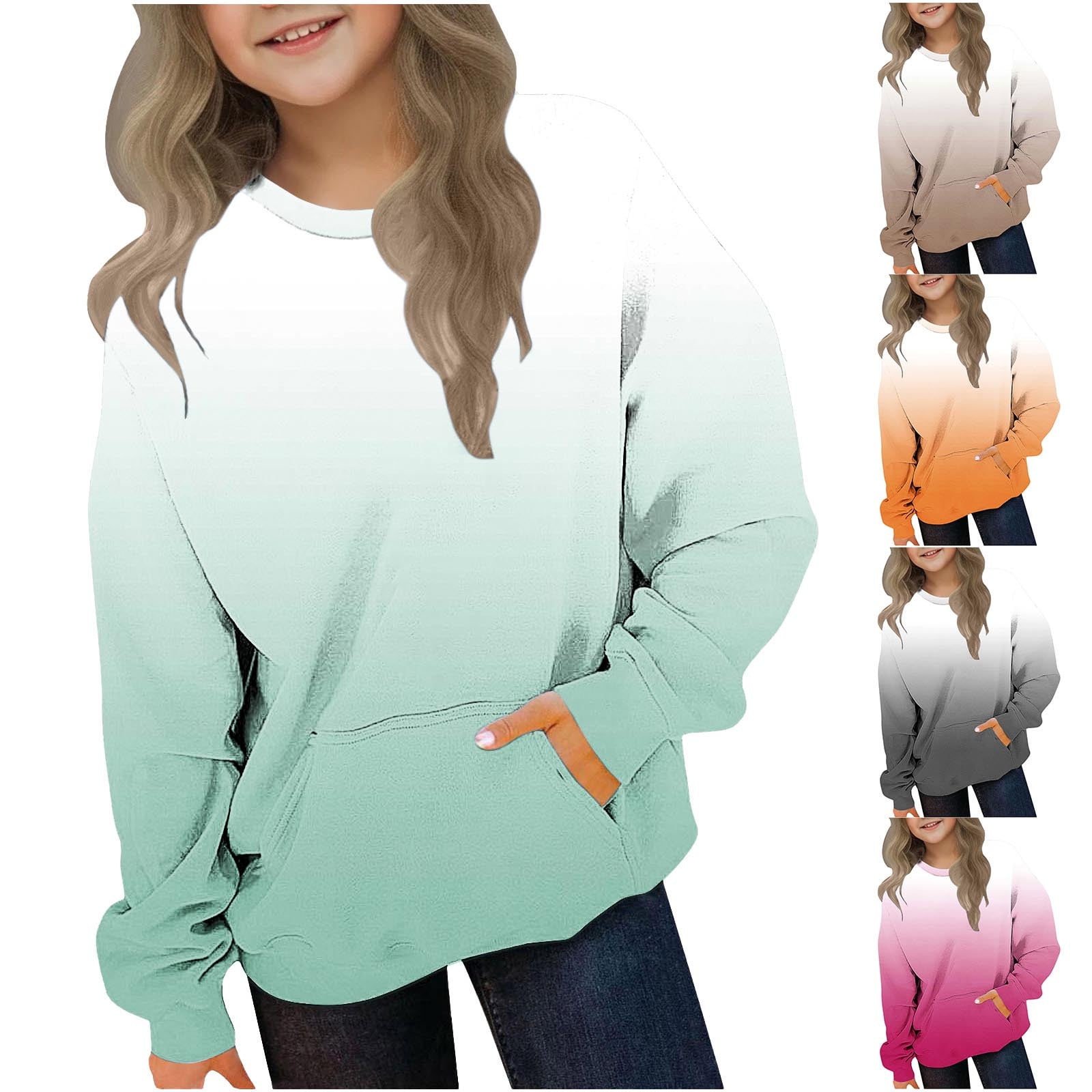 Ashirexll Fall Sweatshirts for Girls Crewneck Sweatshirts 2-12 Years ...
