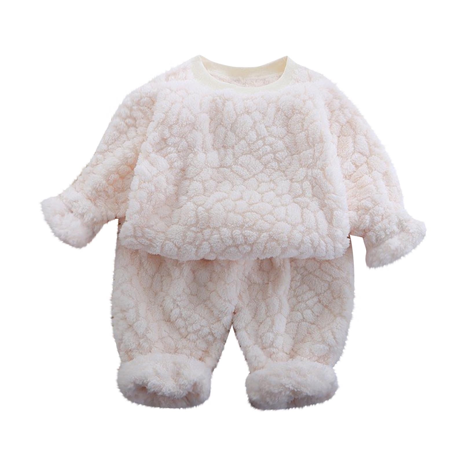 Ashirexll Fuzzy Pajamas for Kids Casual Solid Color Pullover and Cuffed ...