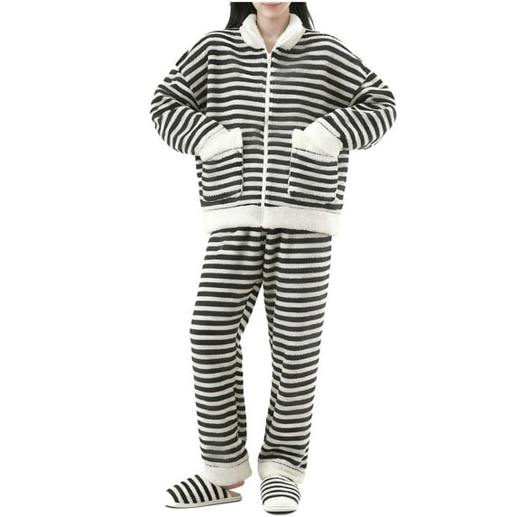 Ashirexll Fuzzy Pajamas for Women, Two Piece Sets for Women, Stand ...