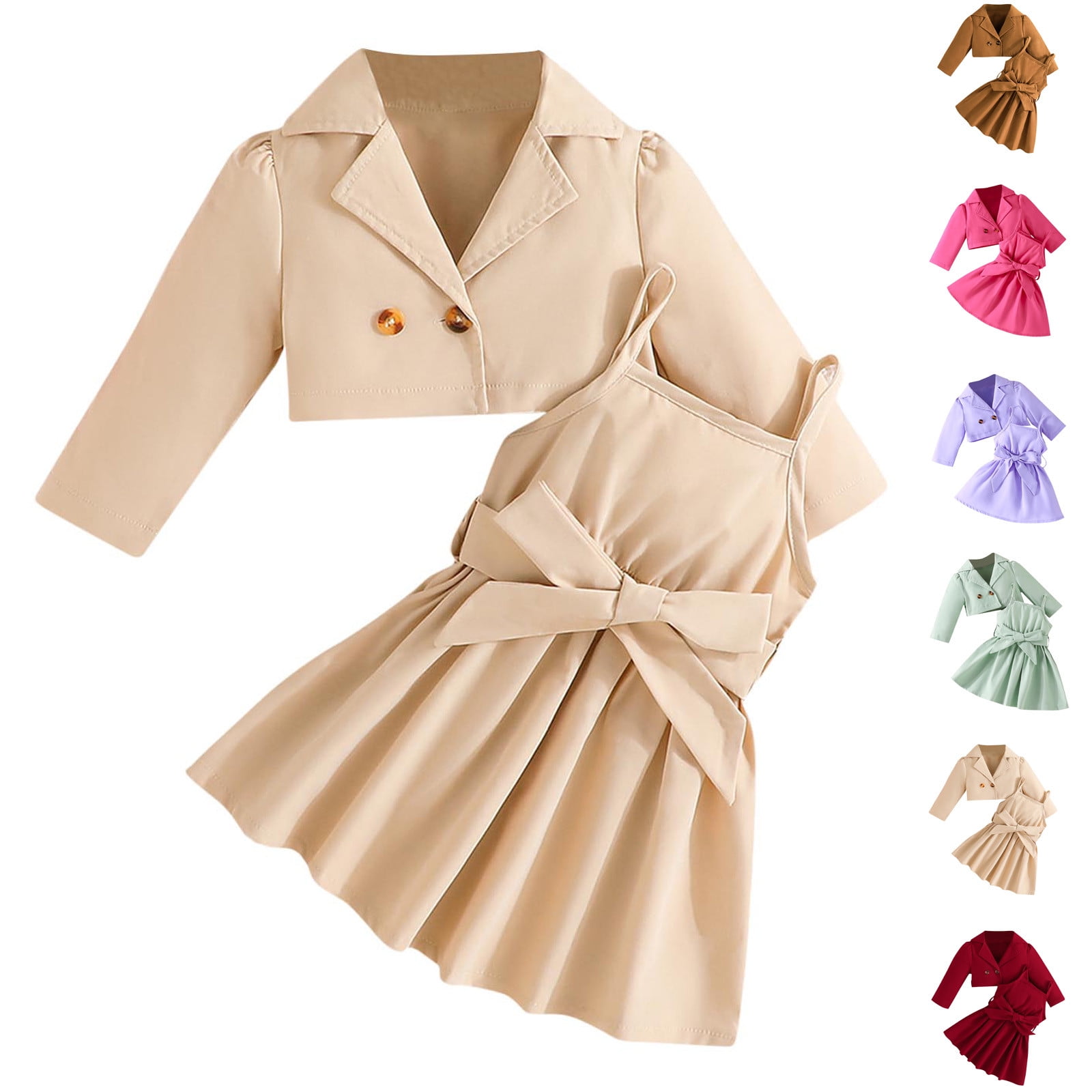 Ashirexll Girls Clothing Sets Fall Winter Solid Color Long Sleeve ...