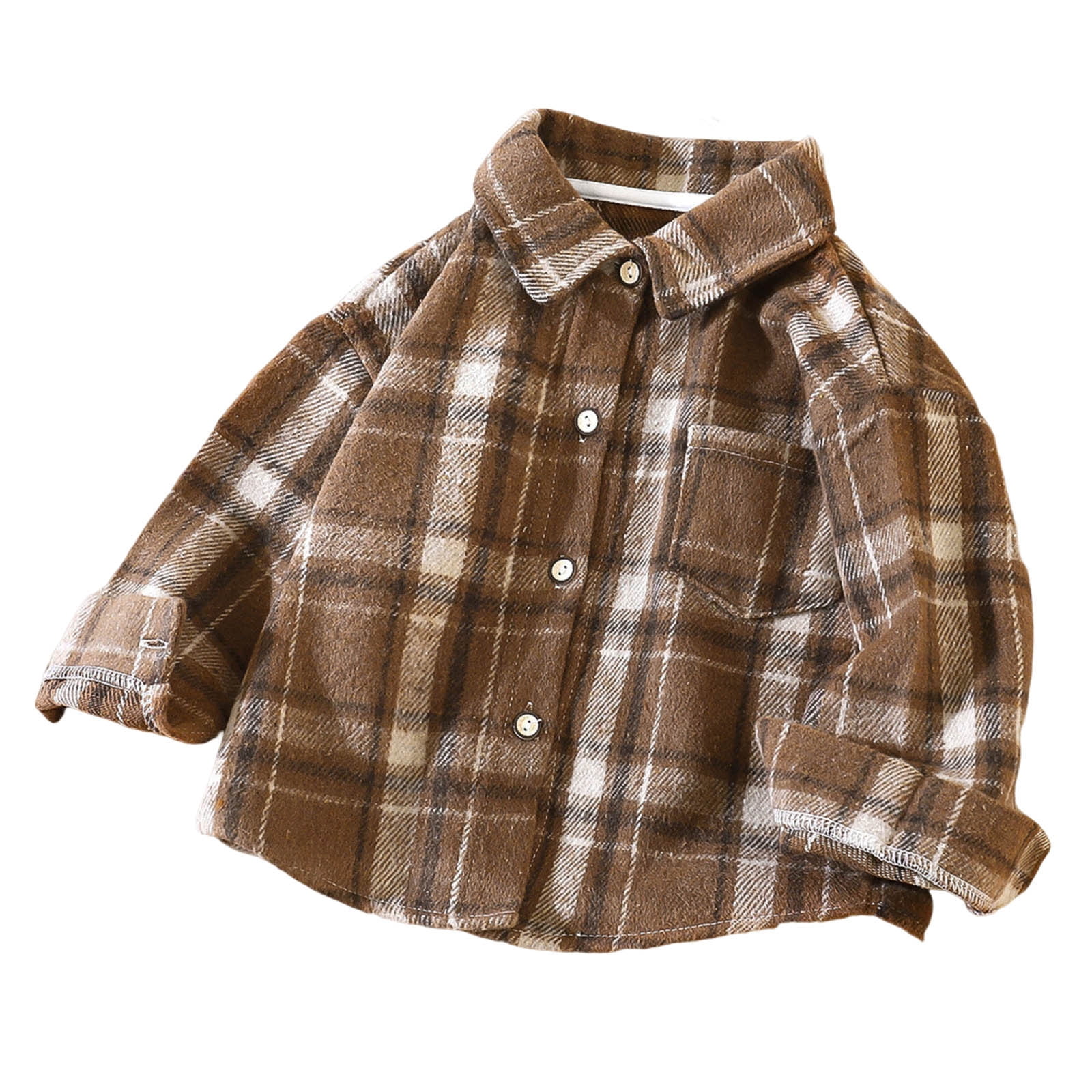 Ashirexll Girls Shirts Winter Tops 2-11 Years Turndown Collar Button ...