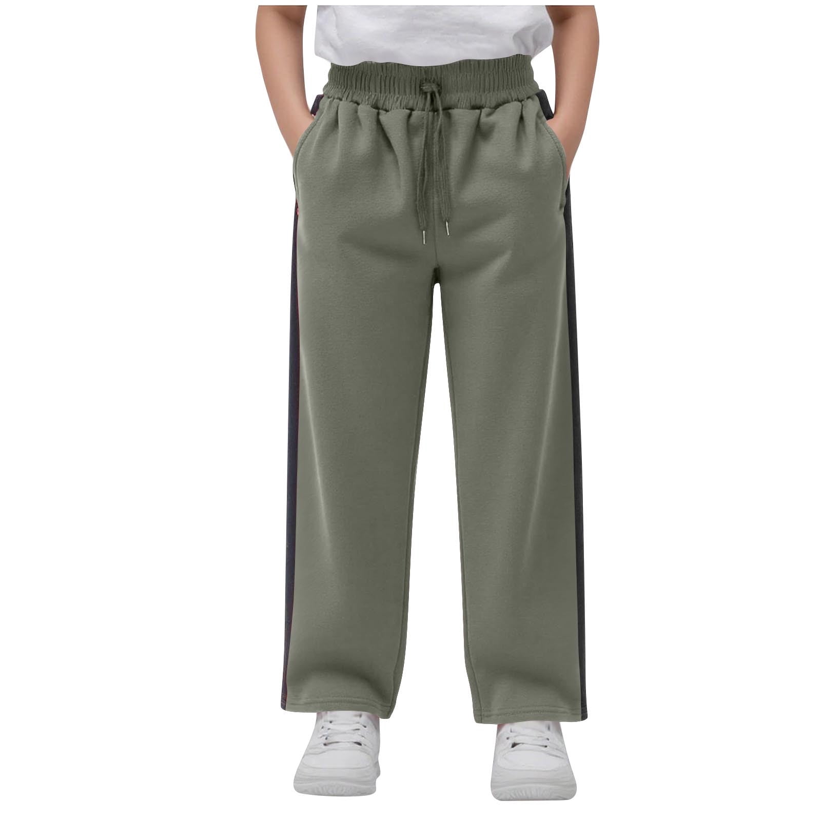 Ashirexll Girls Fleece Sweatpants Fall Winter Solid Color Lined with ...