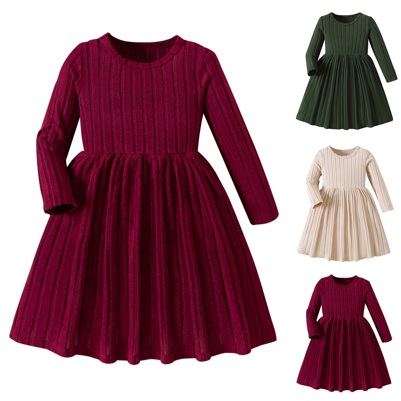 Ashirexll Girls Long Sleeve Dress, Dresses for Girls, 3-10Y Kids Long ...
