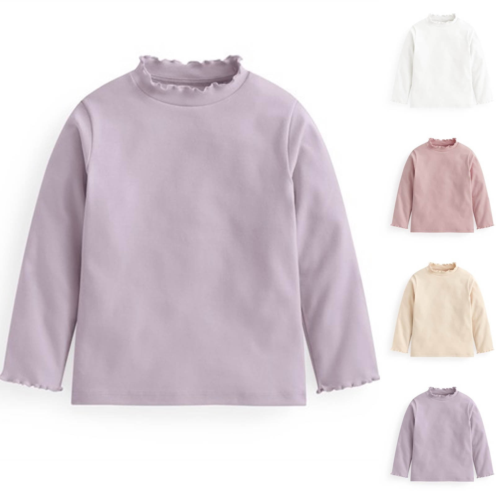 Ashirexll Girls Long Sleeve Shirts, Fall Shirts, Girls' High Neck Base ...