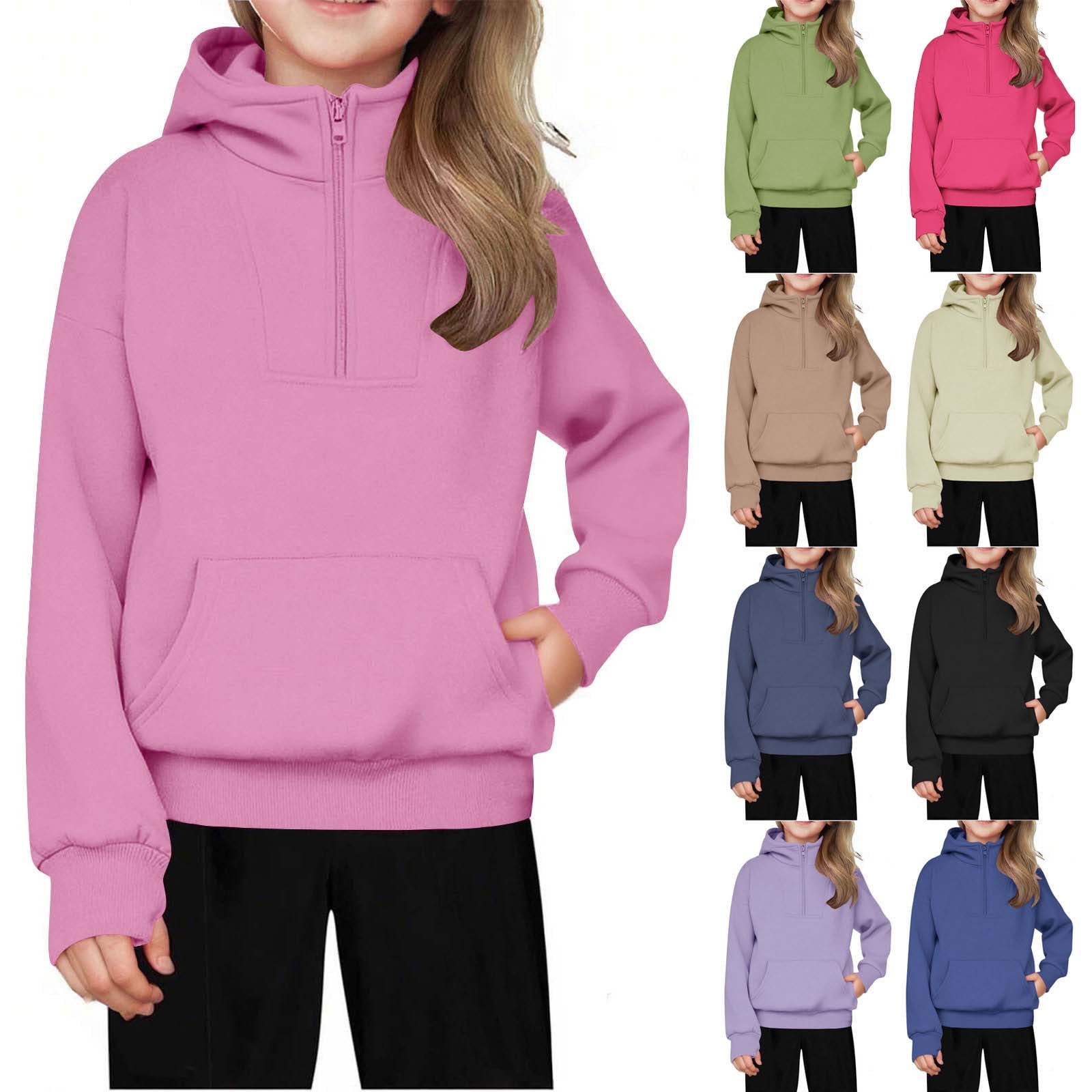 Ashirexll Girls Long Sleeve Shirts Zip Up Hoodie Girls Middle Big Girls ...