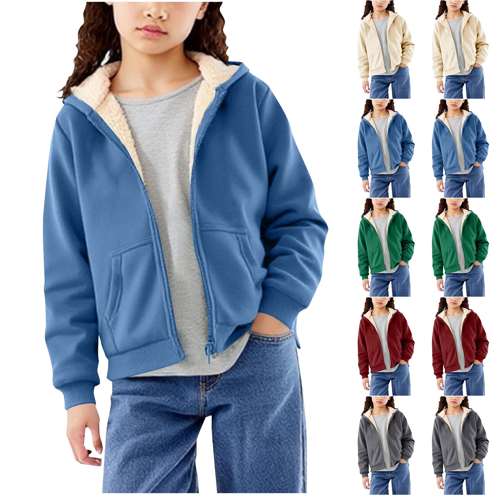 Ashirexll Girls Long Sleeve Shirts Zip Up Hoodie Girls Toddler Kids ...