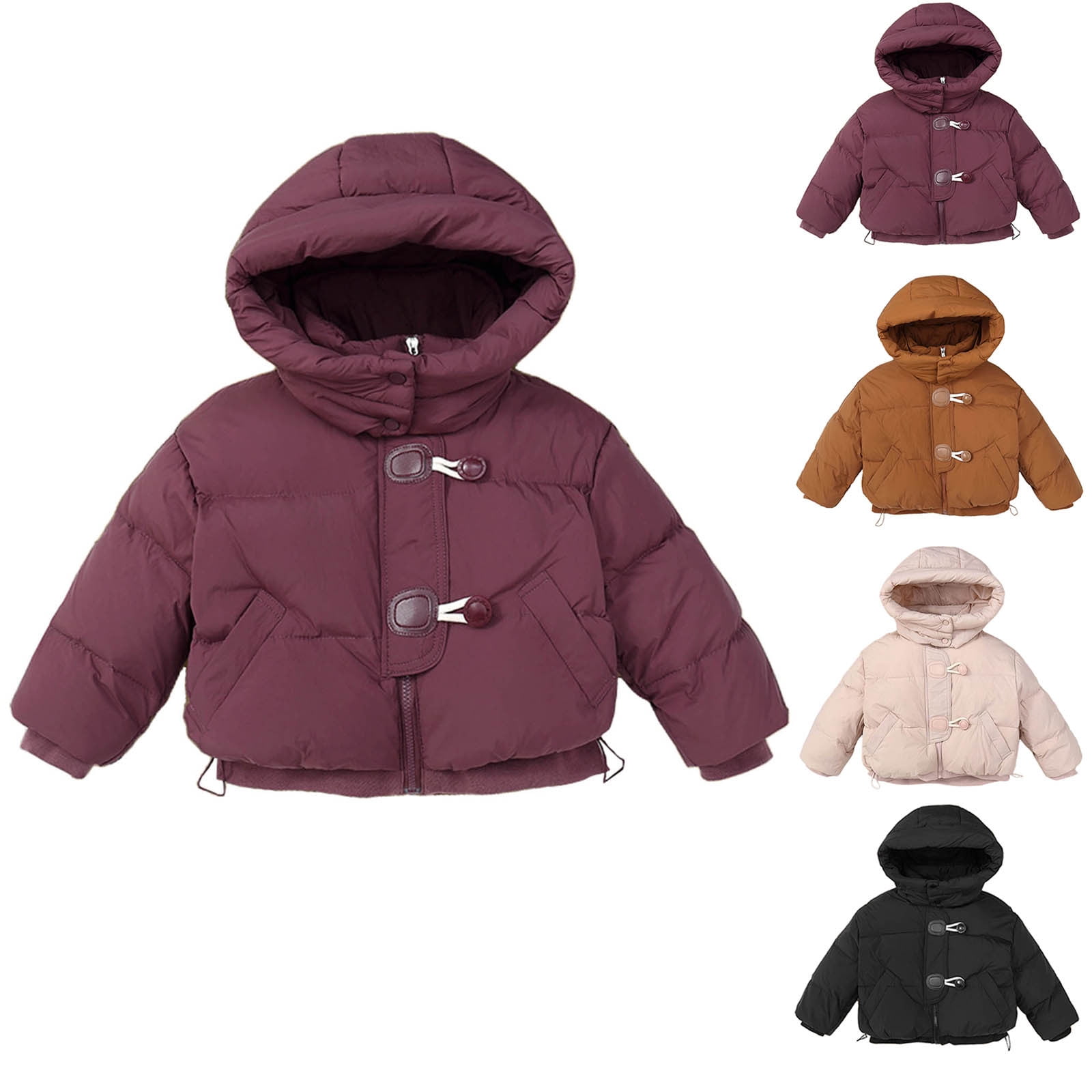 Ashirexll Girls Puffer Coats Winter Tops for Girls 5-14 Years Solid ...