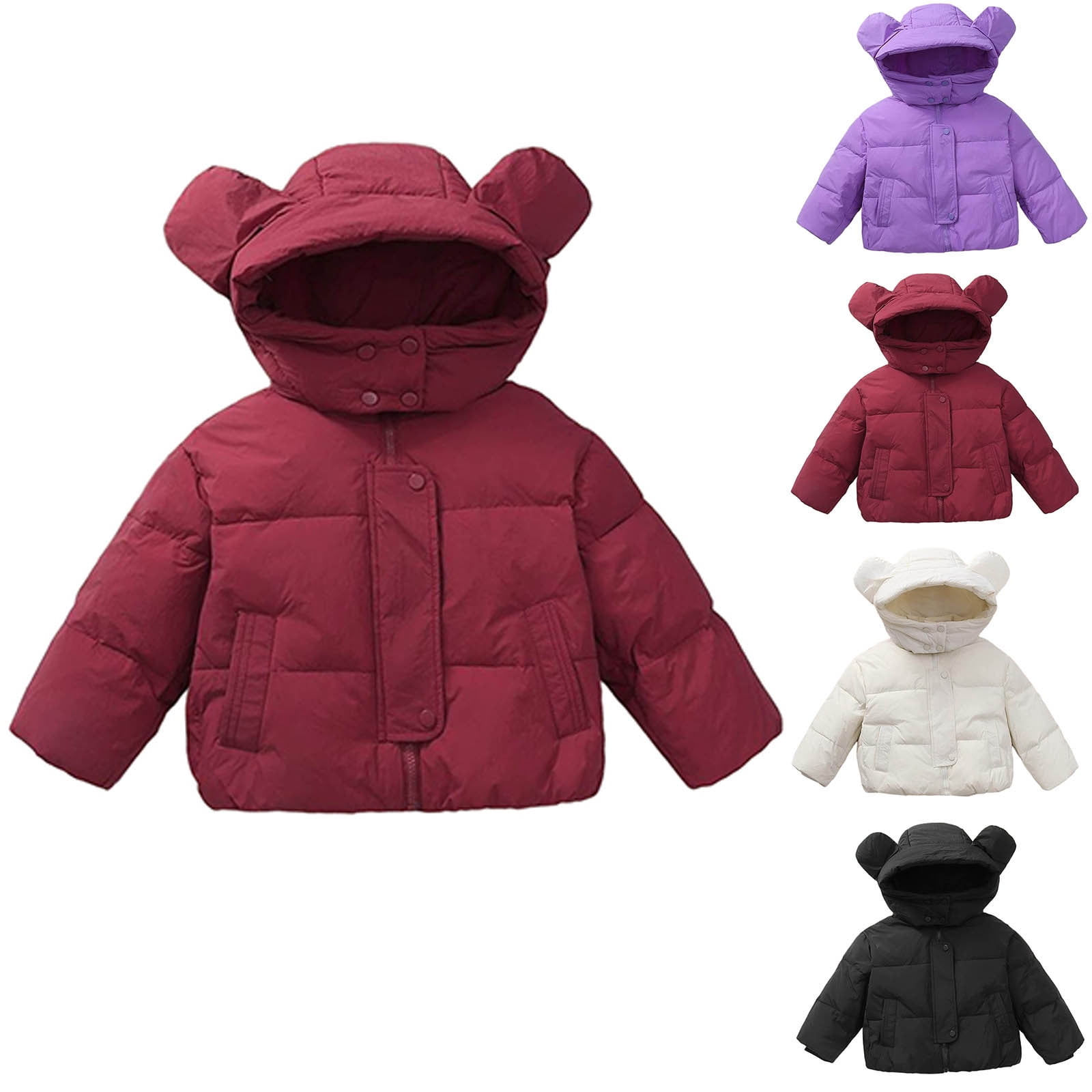 Ashirexll Girls Puffer Coats Winter Tops for Girls 5-14 Years Solid ...