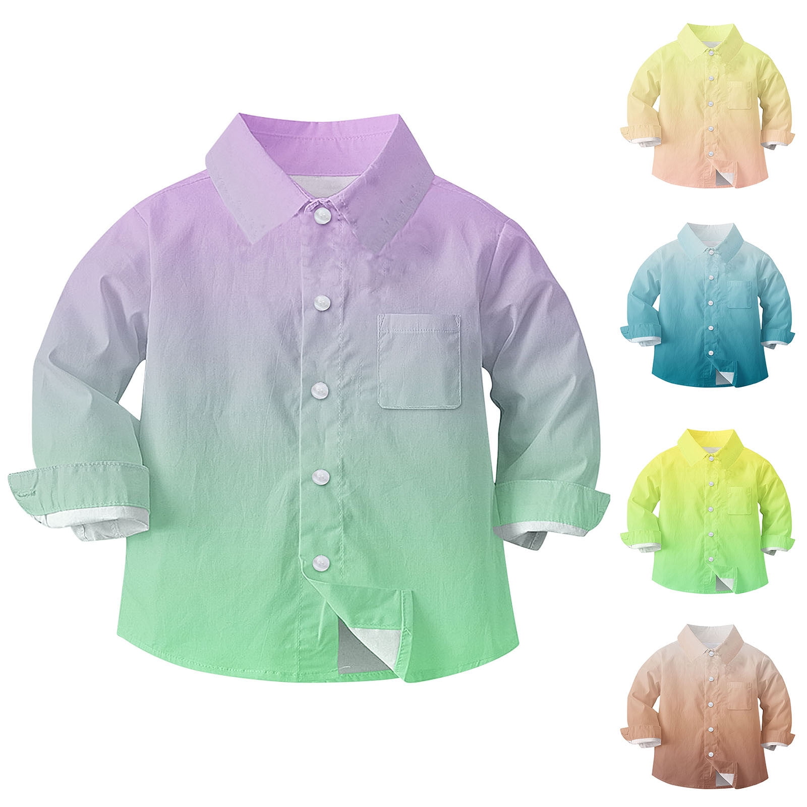 Ashirexll Gradient Button Up Shirts for Kids 6M-8 Years Long Sleeve ...