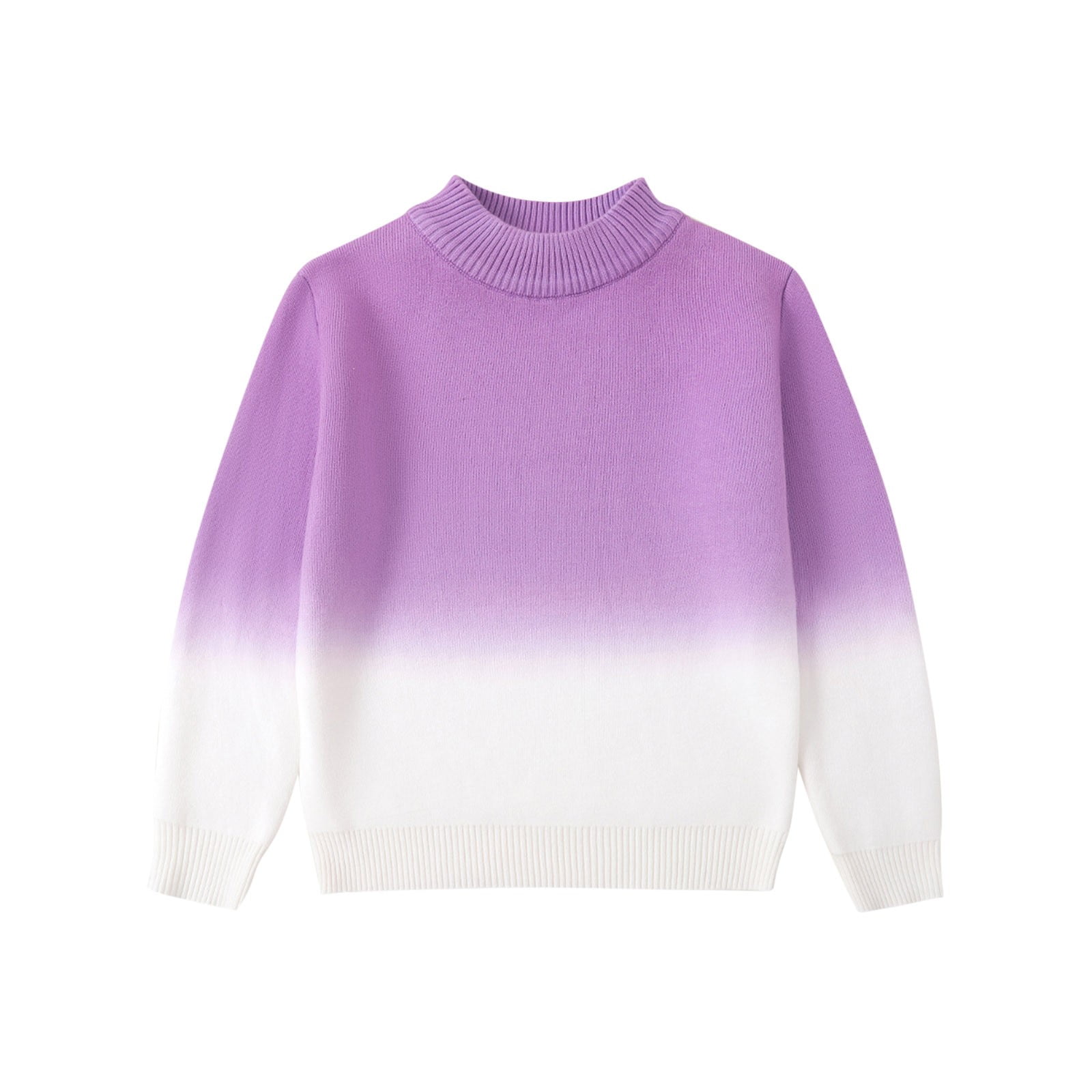 Ashirexll Gradient Knit Sweaters Round Neck Fleece Lined Base Shirts ...