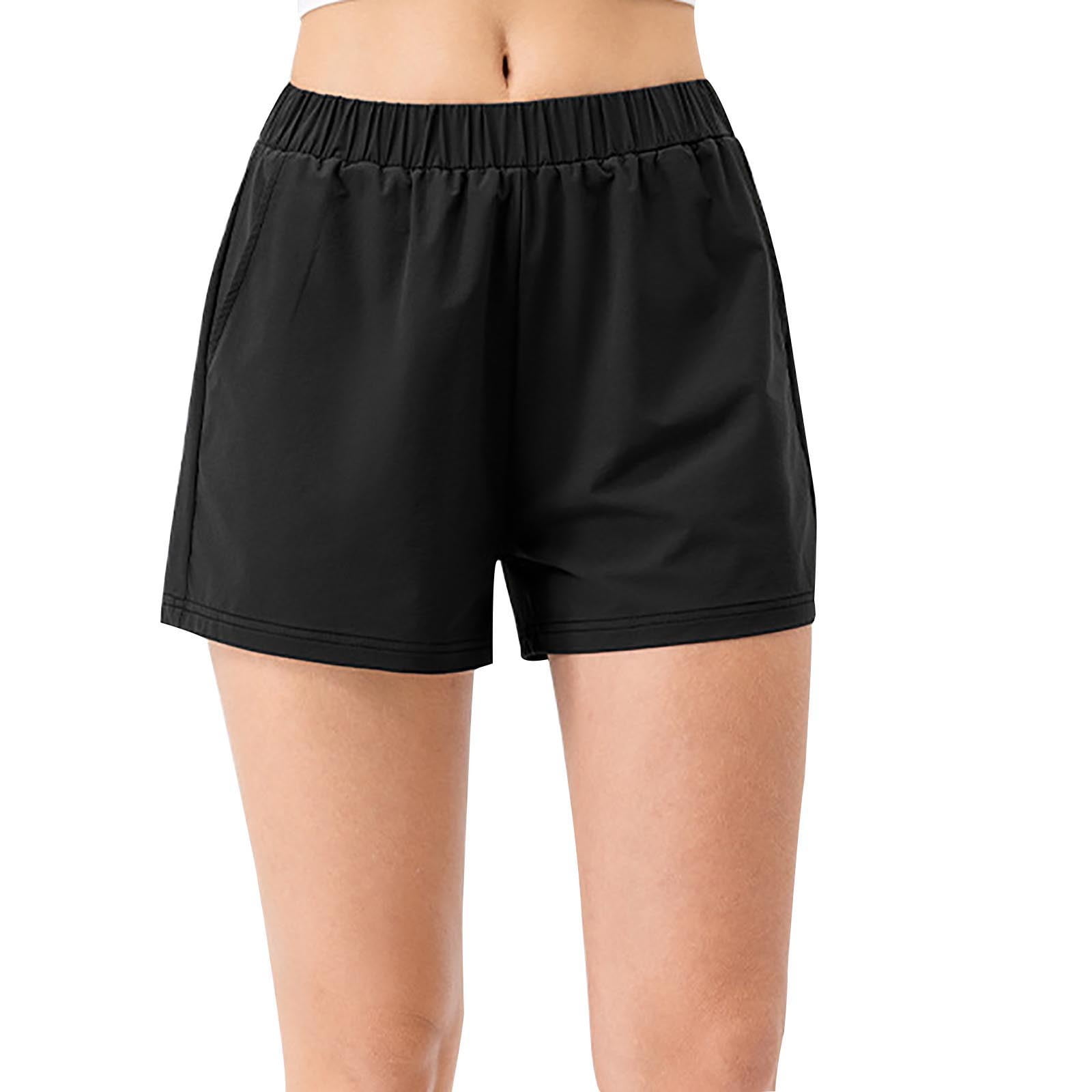 Ashirexll Gym Shorts Women, Running Shorts for Women, Fashion Solid Color Loose Sports Elastic ...