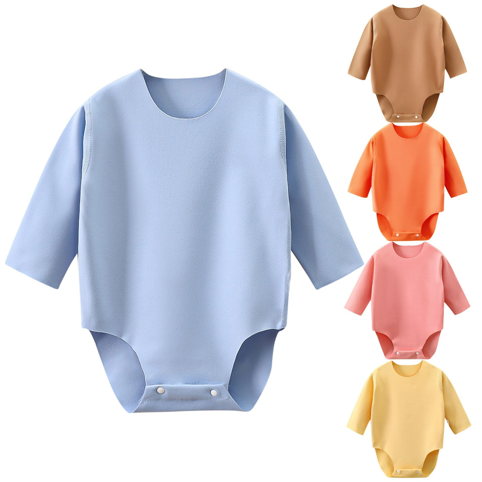 Ashirexll Infant Long Sleeve Romper Toddler Solid Color Crawling Suit ...