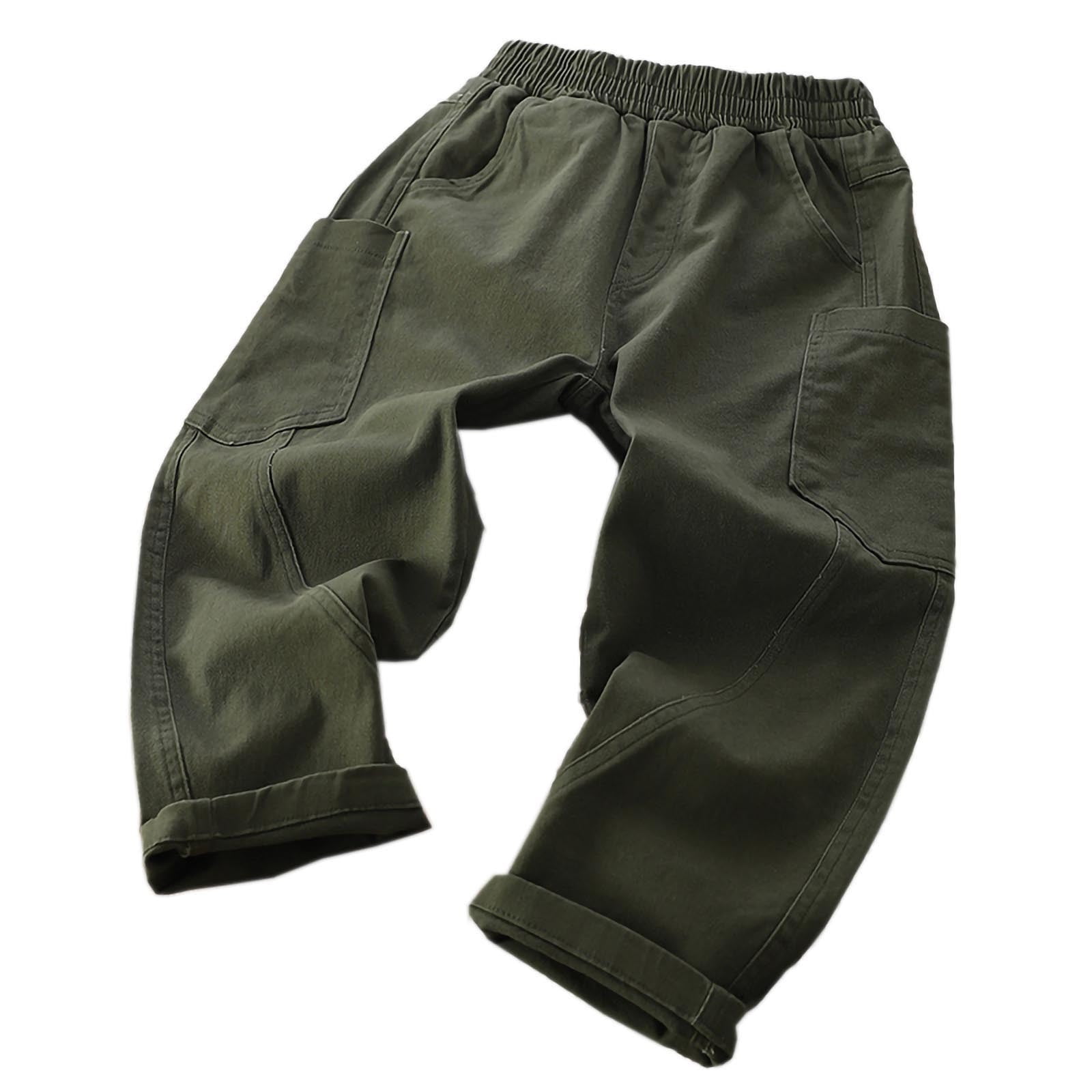 Ashirexll Kids Fashion Cargo Pants Fall Pants Solid Color with Multiple ...