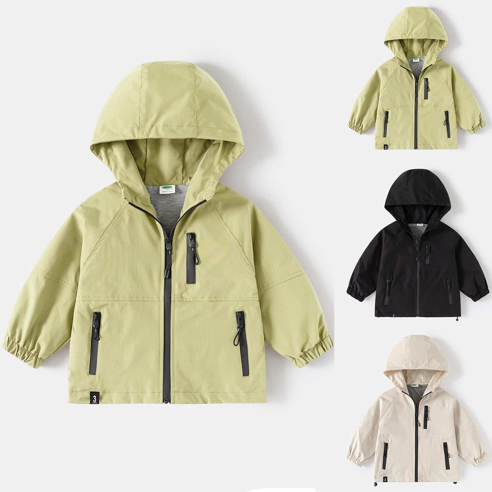 Ashirexll Kids Hooded Sport Windbreaker for 2-12 Years Zipper Pockets ...