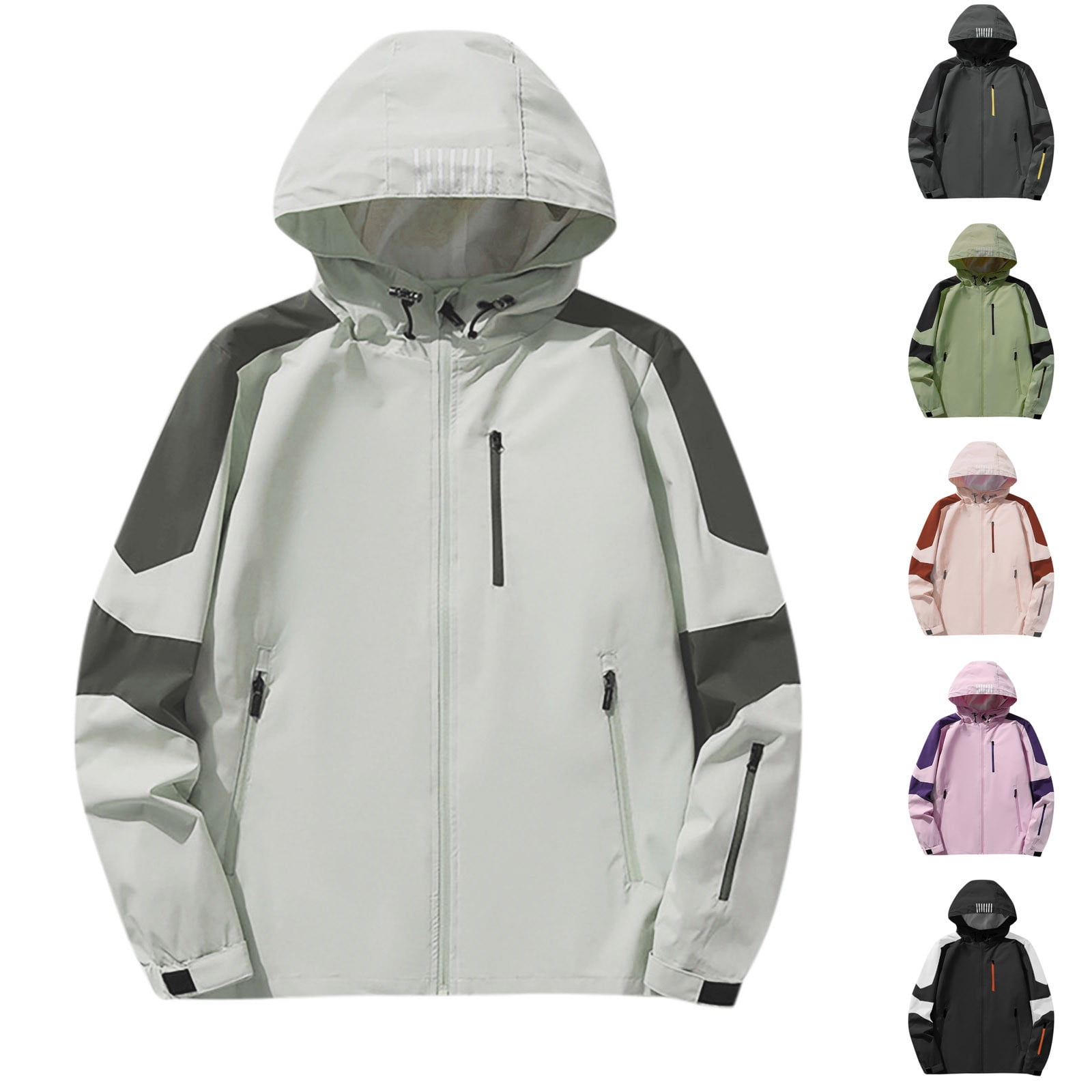 Ashirexll Kids Waterproof Windbreaker Jacket for 6-13 Years Solid Color ...